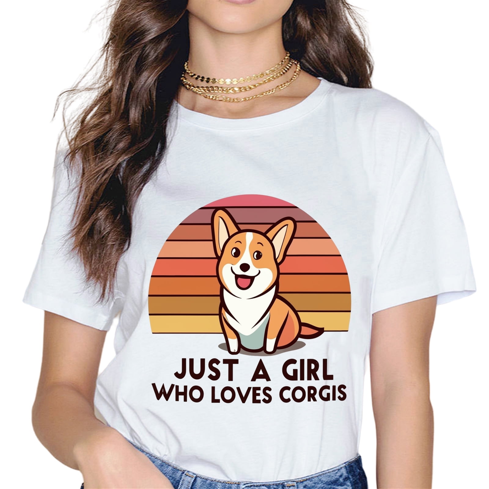 100% pure cotton Just A Girl Who Loves Corgis Gifts for Corgi Lovers T-Shirt - Walmart.com