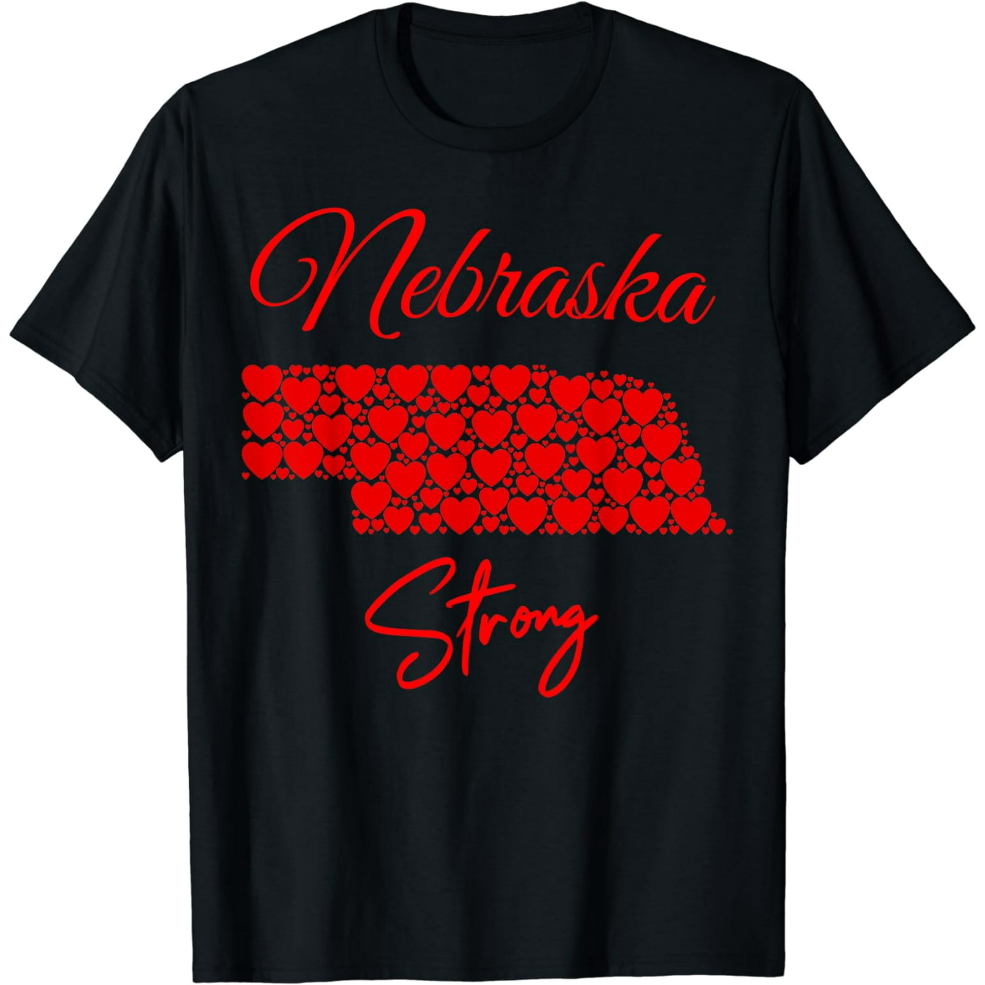 100% pure cotton Men's Women's Nebraska-Strong T-Shirt Red Hearts Map ...