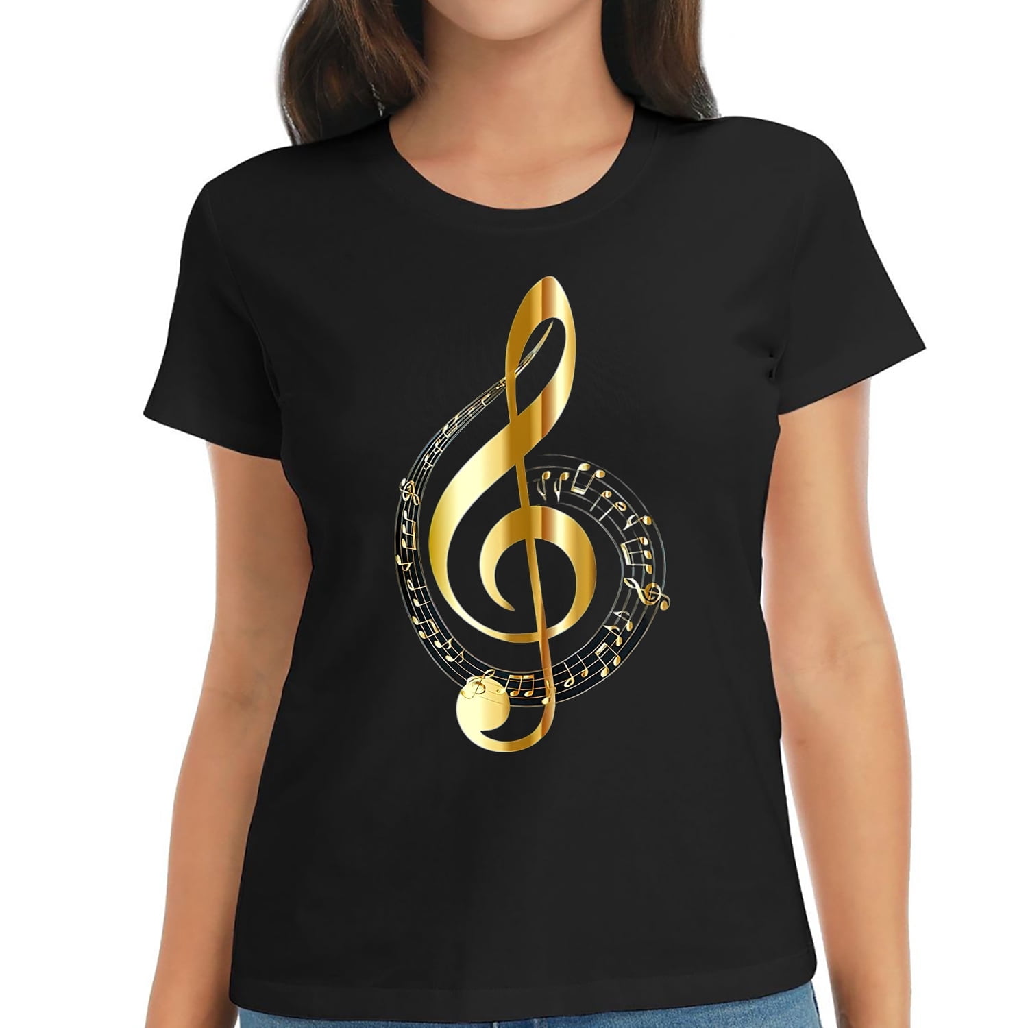 100% pure cotton Musical Treble Clef Music Notes G Clef T Shirt ...