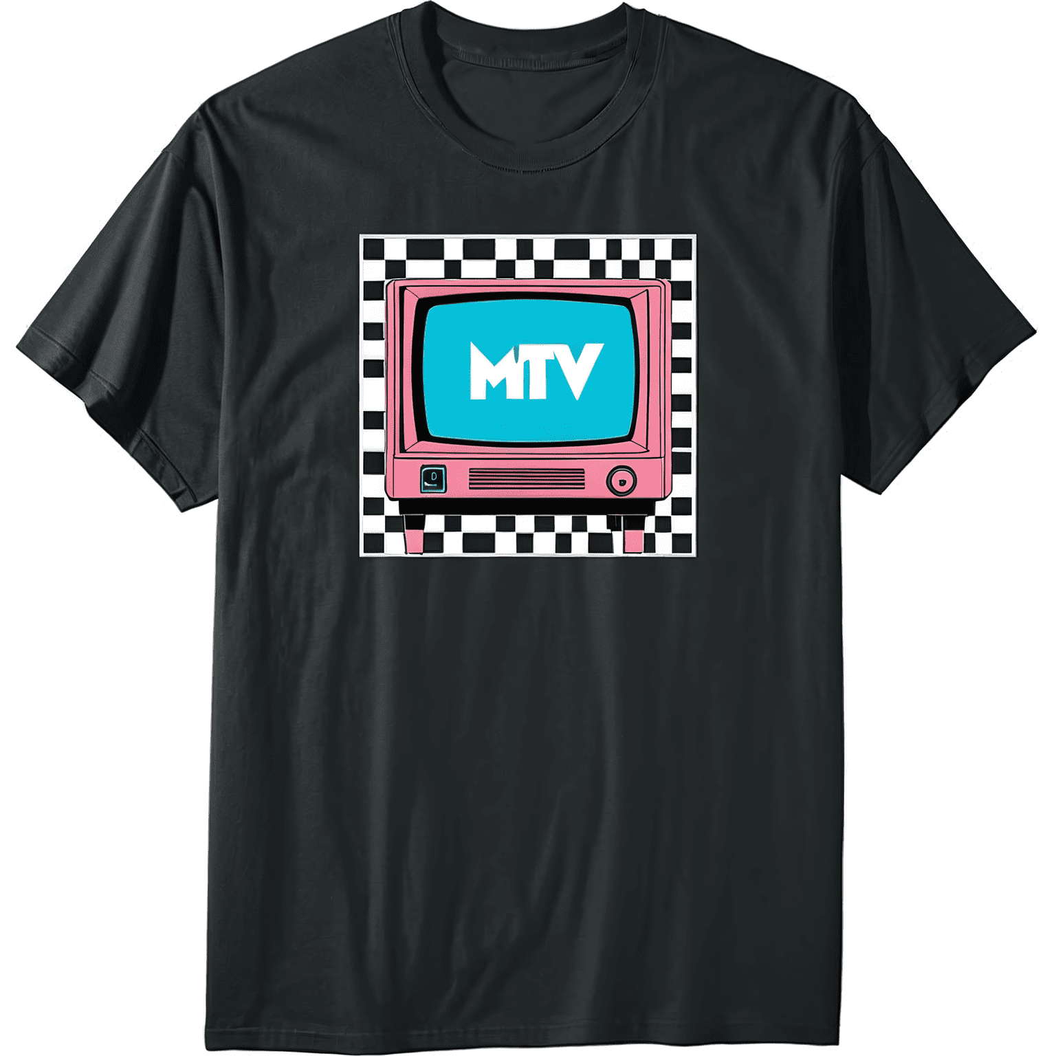 100% pure cotton Neon Distressed Checkered Logo Graphic T-Shirt T-Shirt ...