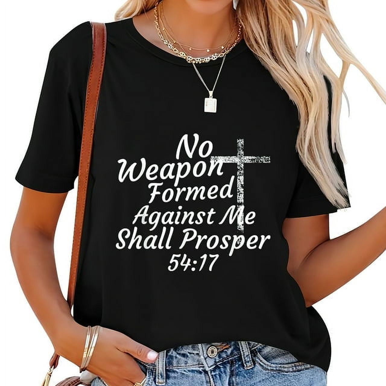 100% pure cotton No Weapon Formed Against Me Shall Prosper T-Shirt ...
