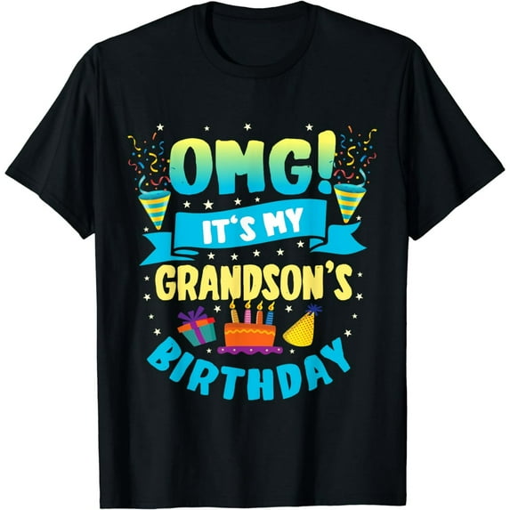100% pure cotton OMG It's My Grandson Birthday T-Shirt - Walmart.com