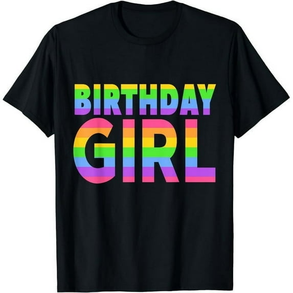 100% pure cotton Rainbow Birthday Girl (HAPPY BIRTHDAY SERIES) T-Shirt ...