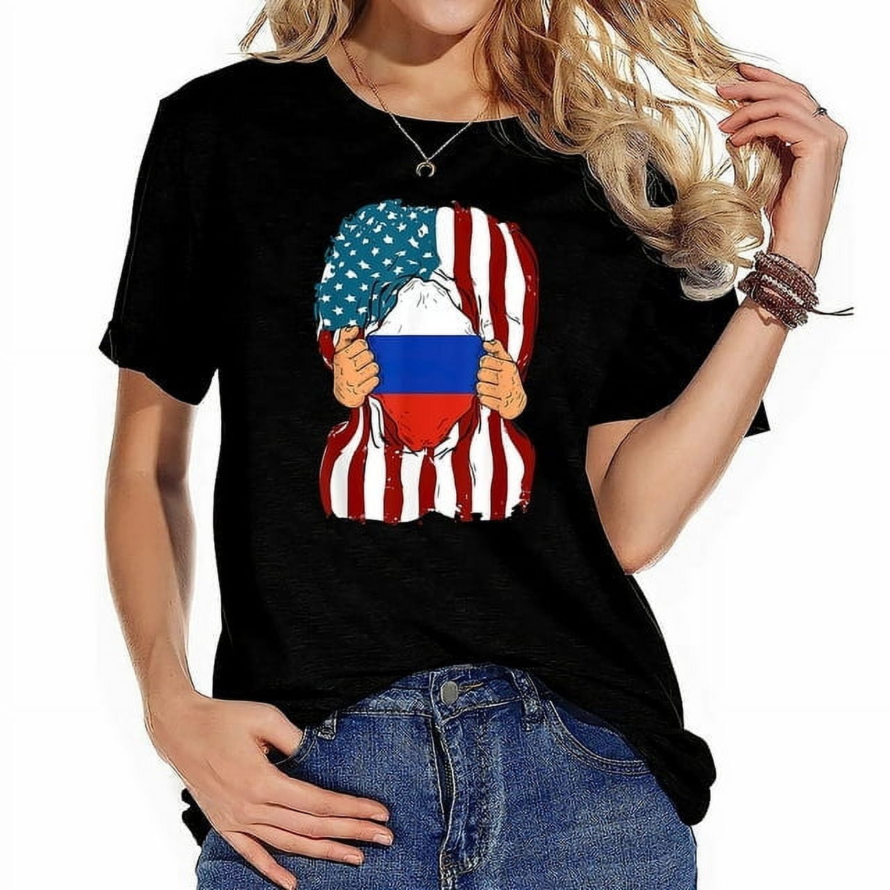 100% pure cotton Russia Flag Blood Inside Me Home Pride Russian American Gift T-Shirt - Walmart.com