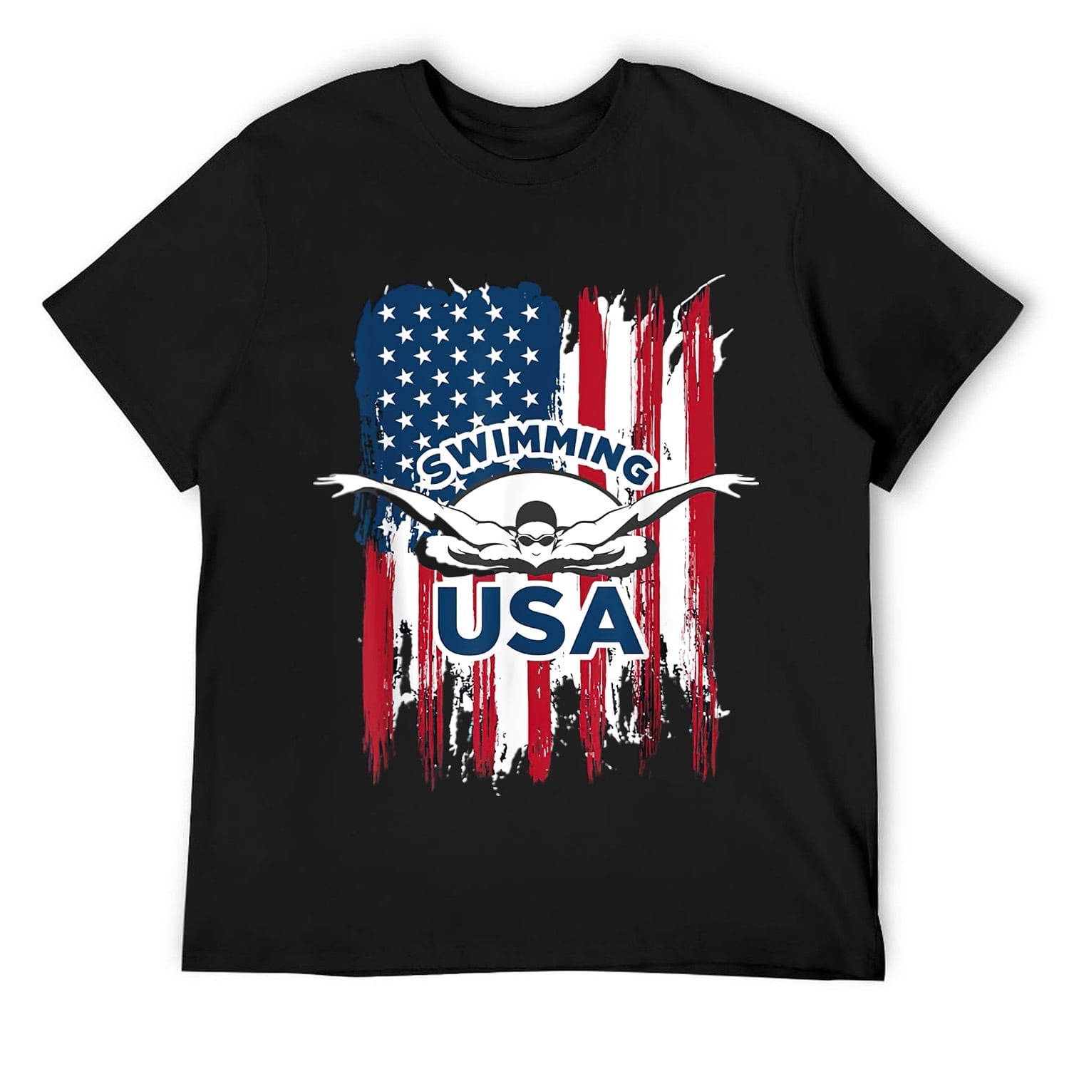100% pure cotton Swimming USA Support the Team Shirt USA Flag Pool T ...
