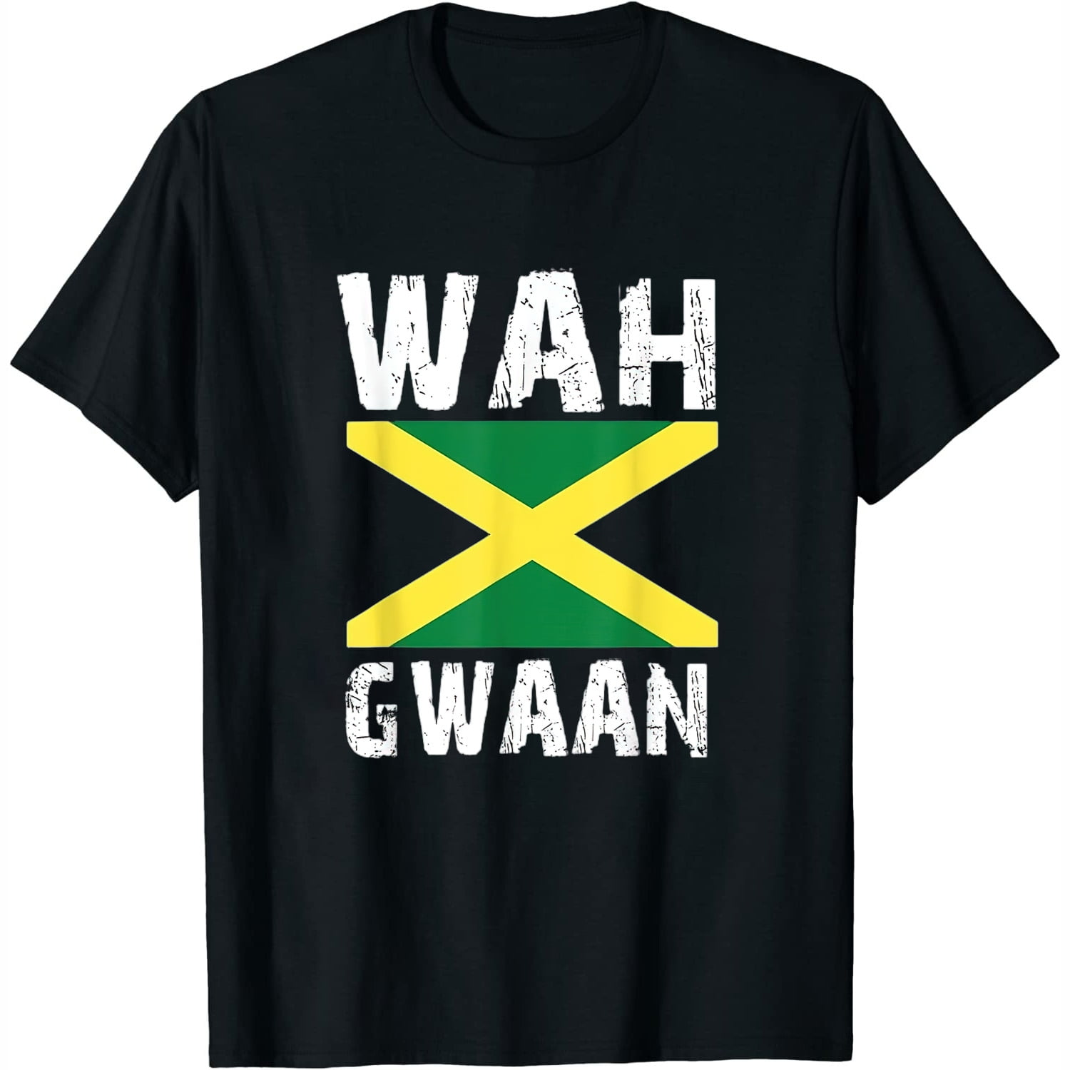 100% pure cotton WAH GWAAN Jamaican Jamaica apparel Slang Design Womens T-Shirt Black - Walmart.com