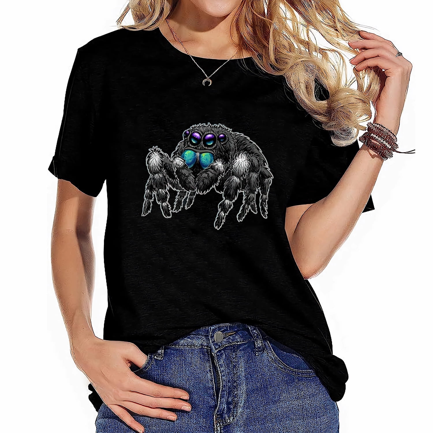 100% pure cotton Womens Daring Bold Jumping Spider Phidippus Audax Cute ...