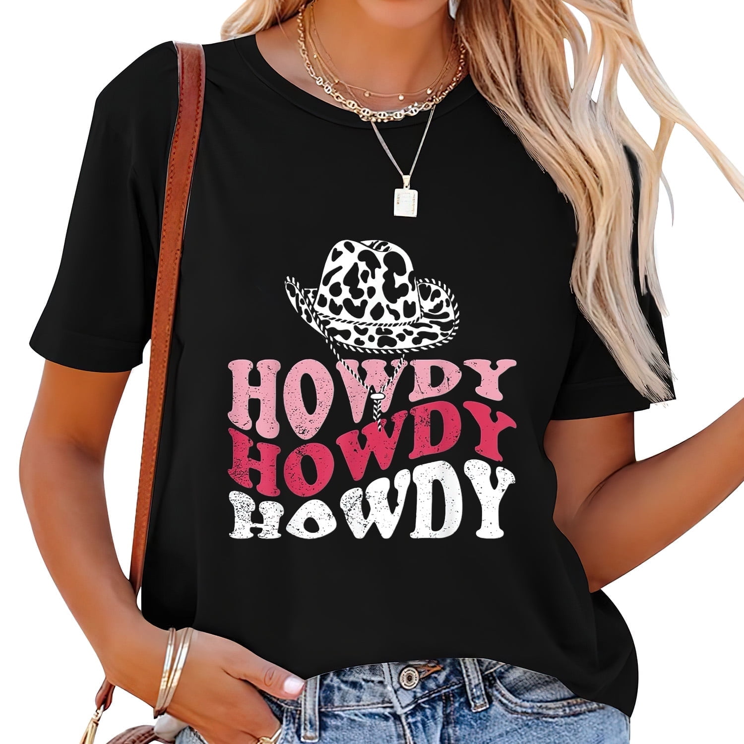 100% pure cotton Womens Howdy Cowgirl Rodeo Graphic Tees Dairy Cow ...