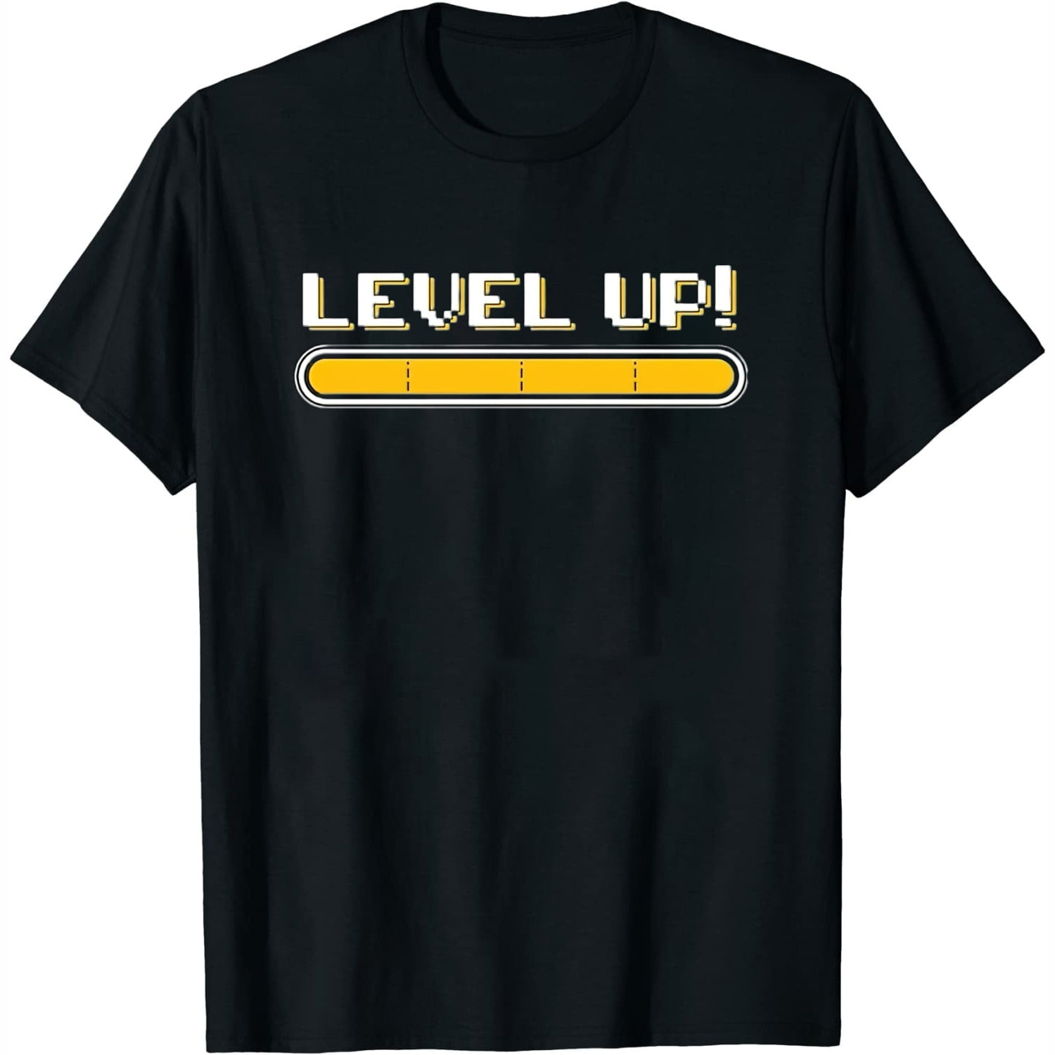 100% pure cotton Womens Level Up Experience Progress Bar Motivation Gaming T-Shirt Black ...