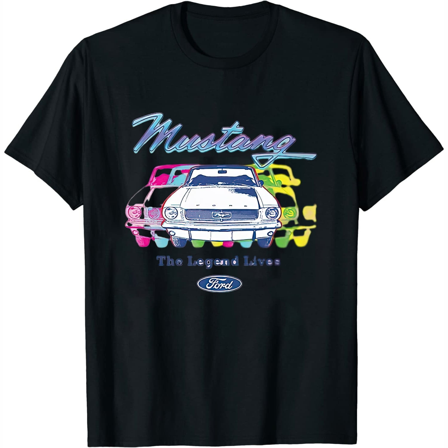 100% pure cotton omens Ford Mustang Neon Vintage Muscle Car Legend ...