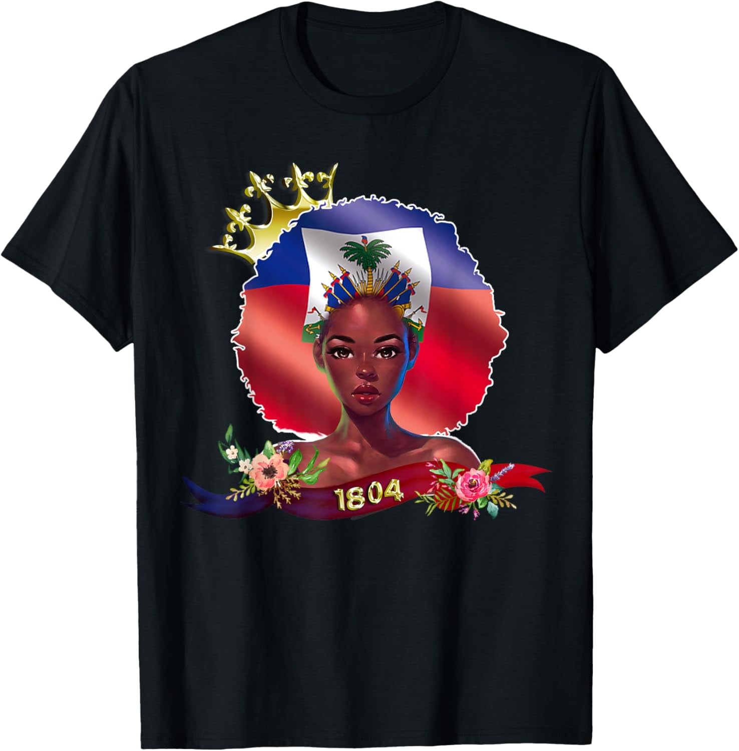 100% pure cotton short-sleeved for men and womenHaitian Queen Haiti Independence flag 1804 T ...