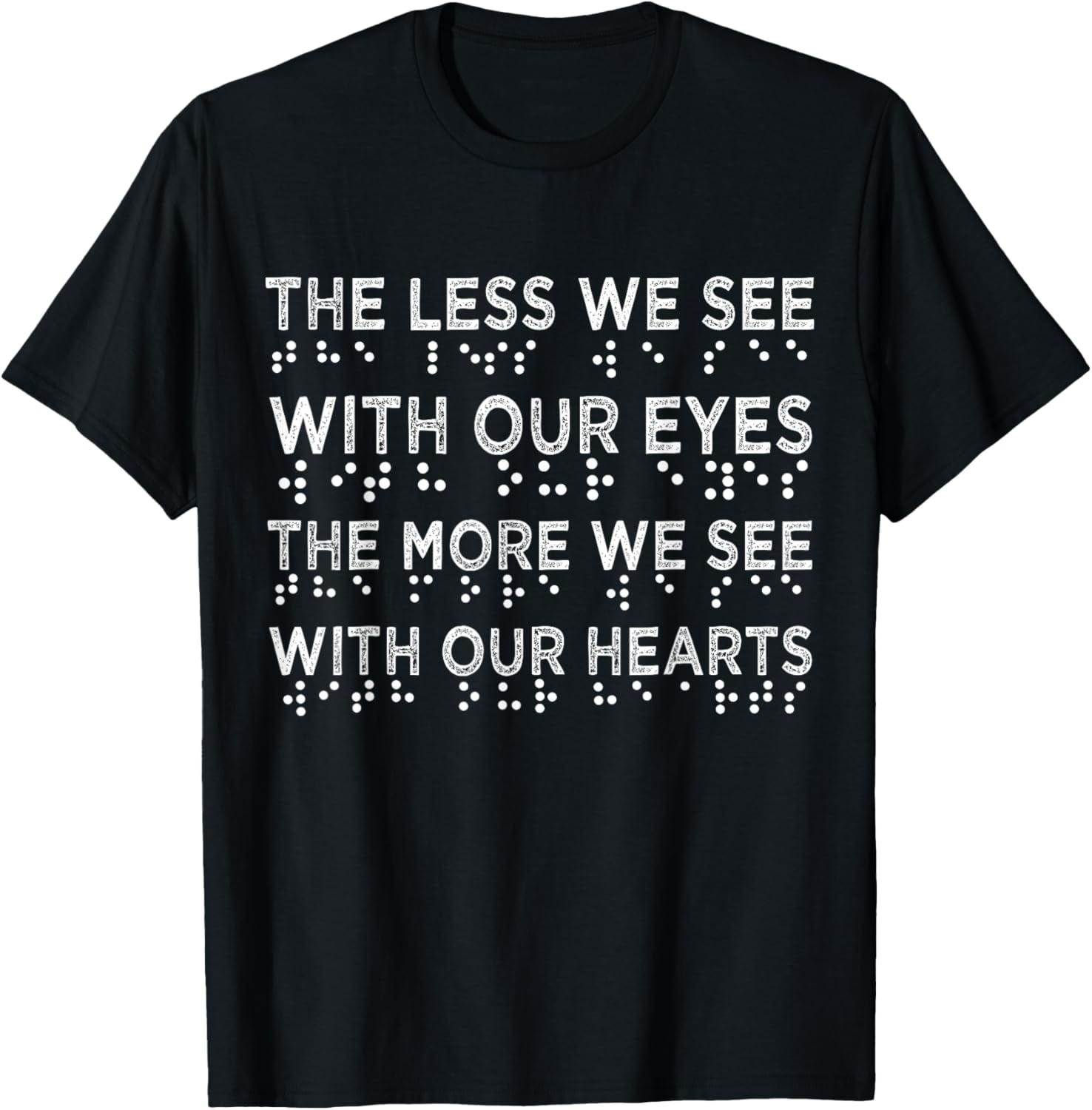 100% pure cotton short-sleeved men and womenBraille Awareness Less Eyes ...