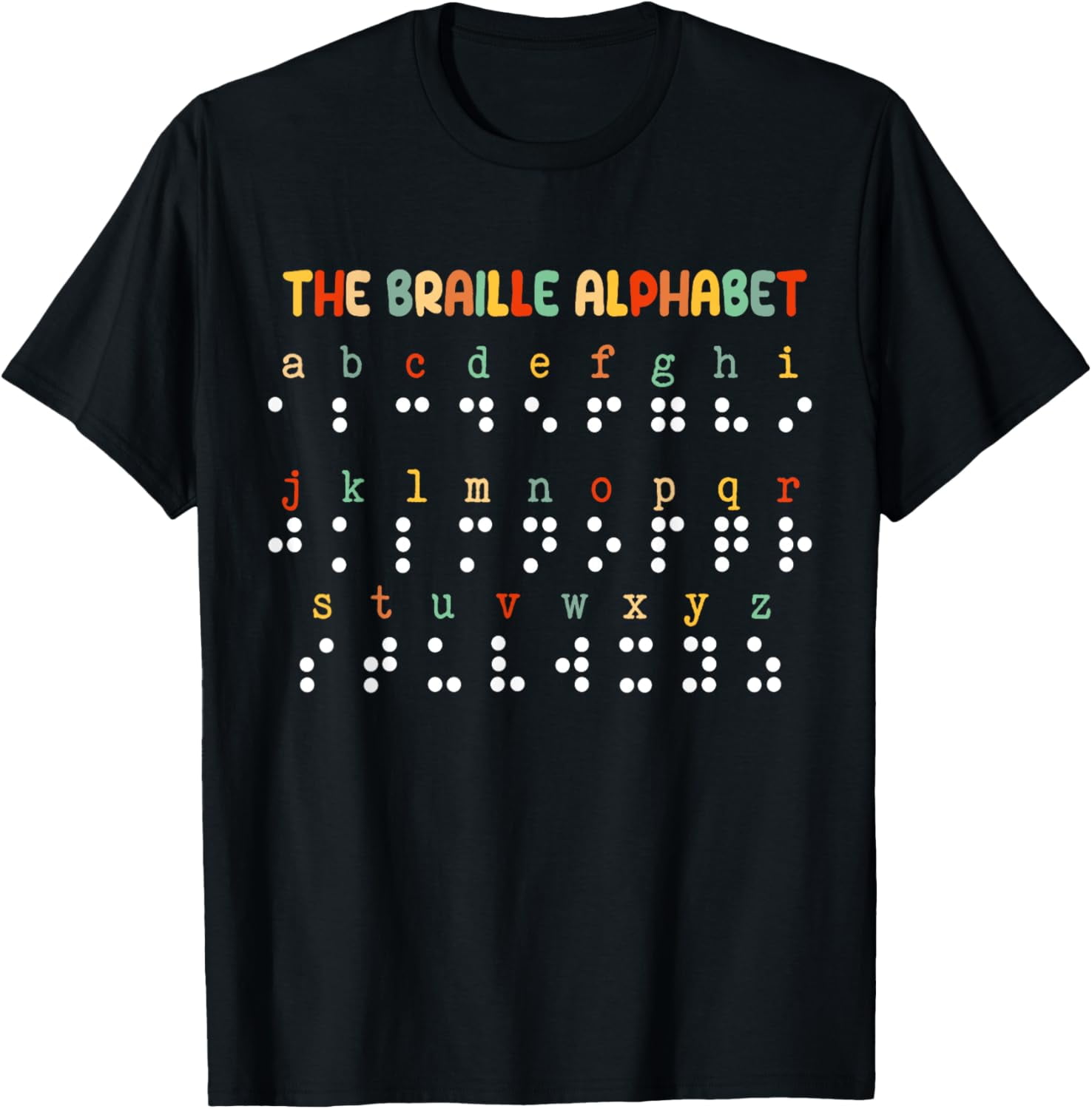 100% pure cotton short-sleeved men and womenBraille Teacher Visually ...