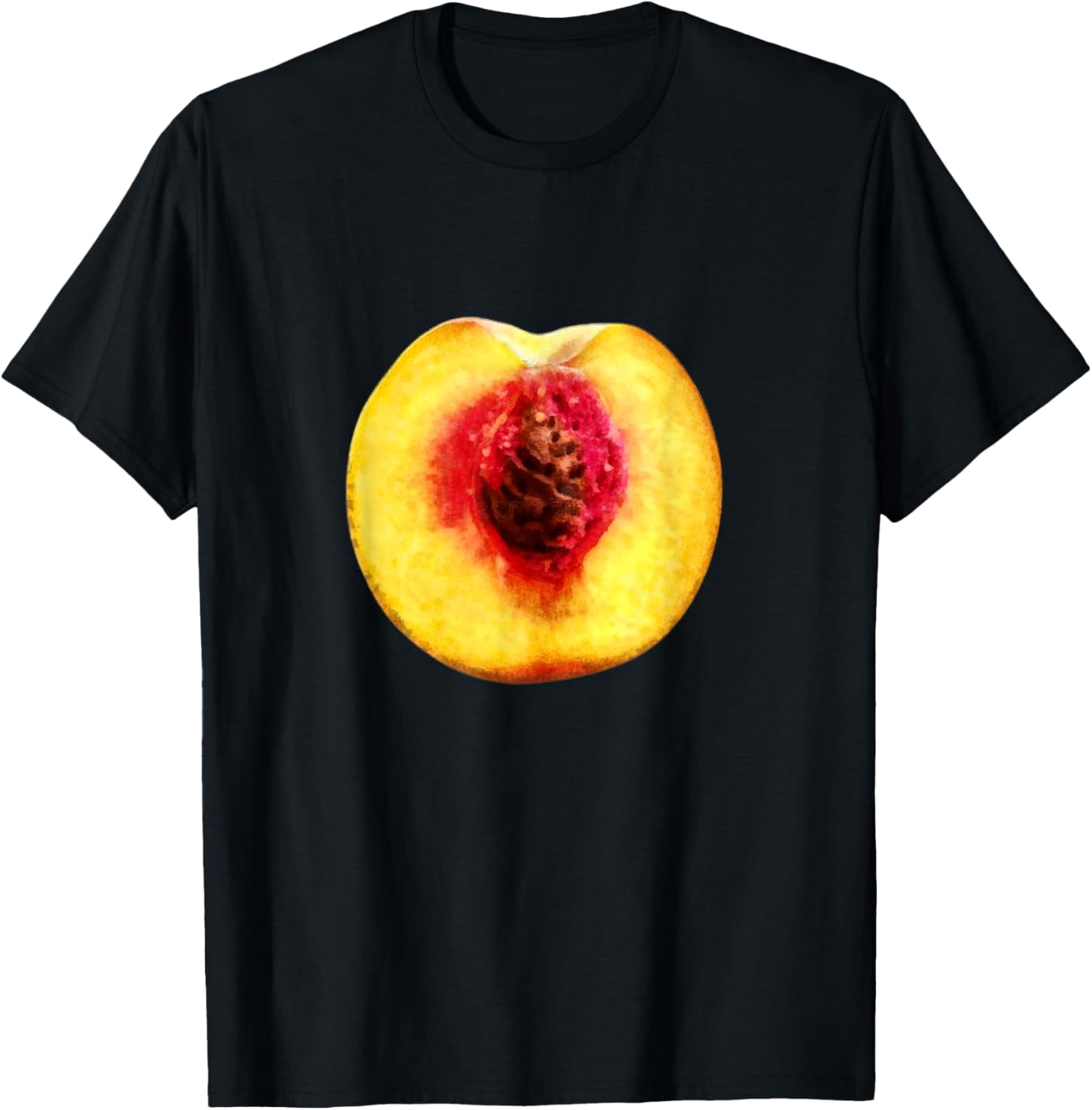 100% pure cotton short-sleeved men and womenHand Drawn Peach Fruit T ...