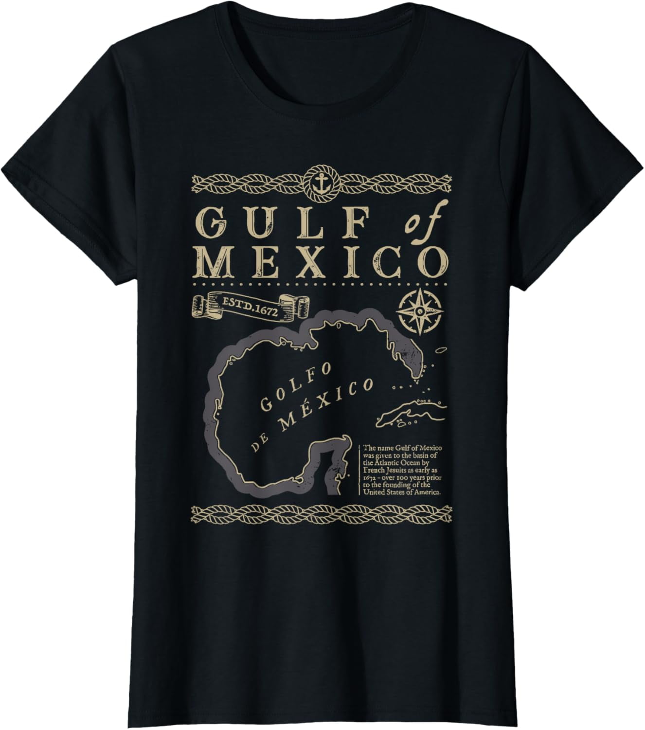 100% pure cotton short-sleeved womenRetro Gulf of Mexico Est 1550 Mexican Flag for Men Women T ...
