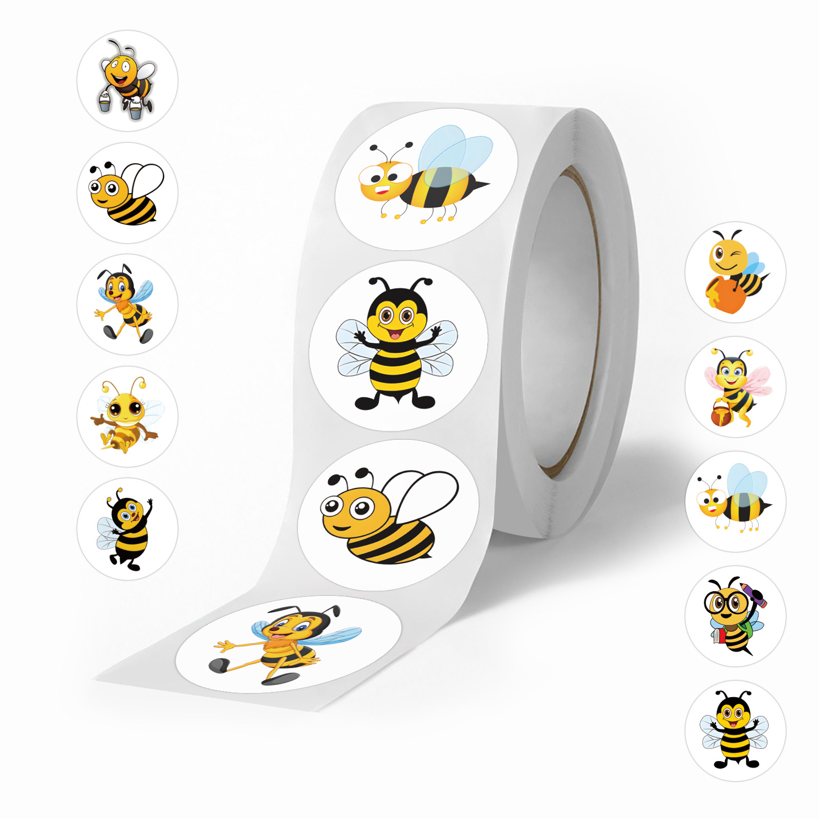 100 sheets [Cartoon Bee] Cartoon Cute Bee Roll Sticker Tape Handbook ...