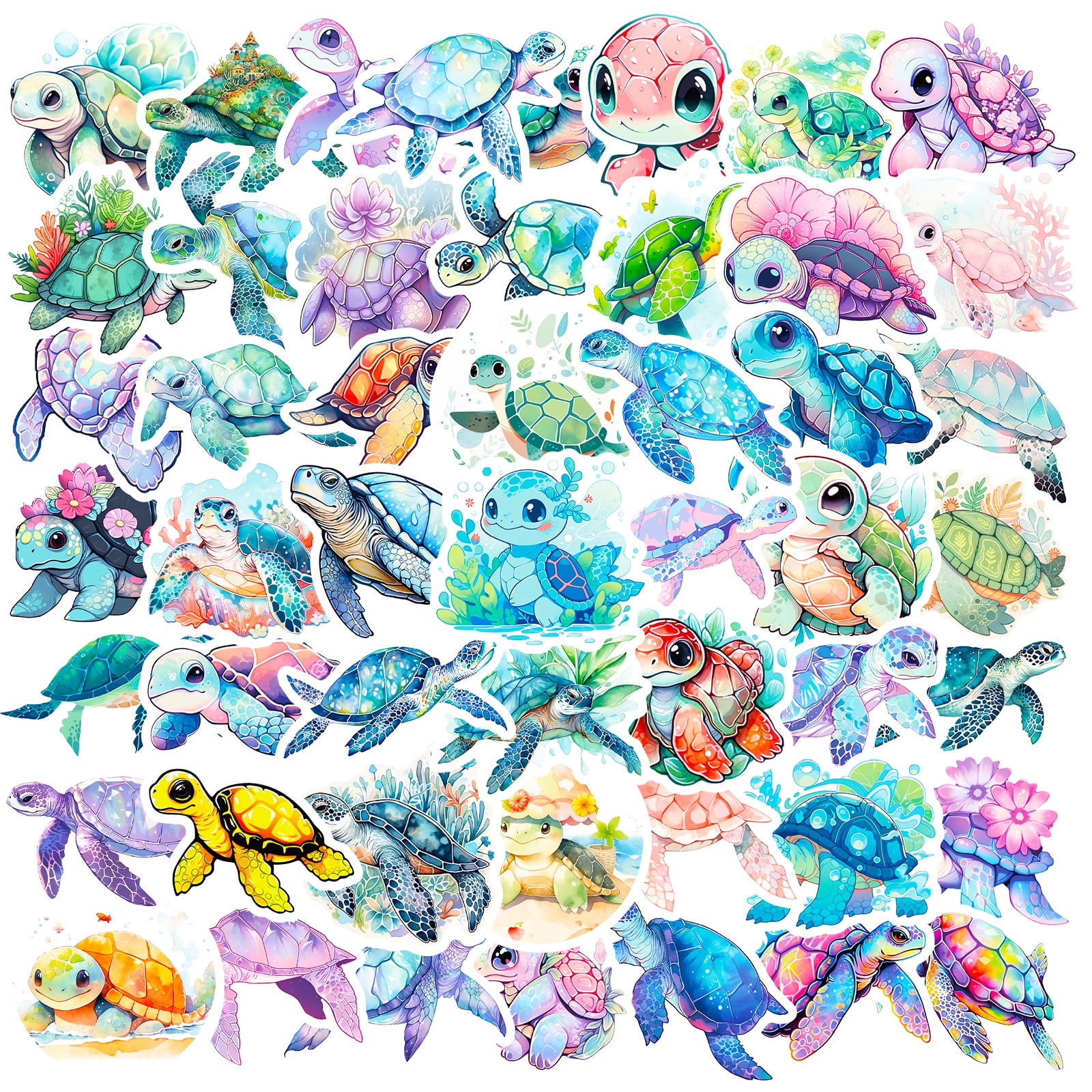 100 sheets of blue sea turtle blue sea turtle stickers cartoon turtle ...