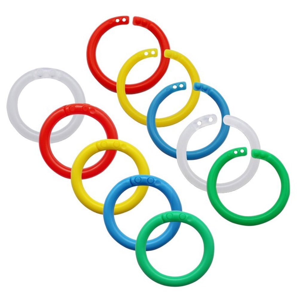 100 units of flexible plastic rings in various colors for use in ...
