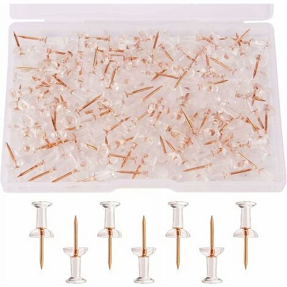 100 units of transparent plastic head nails, rose gold nails, wall ...