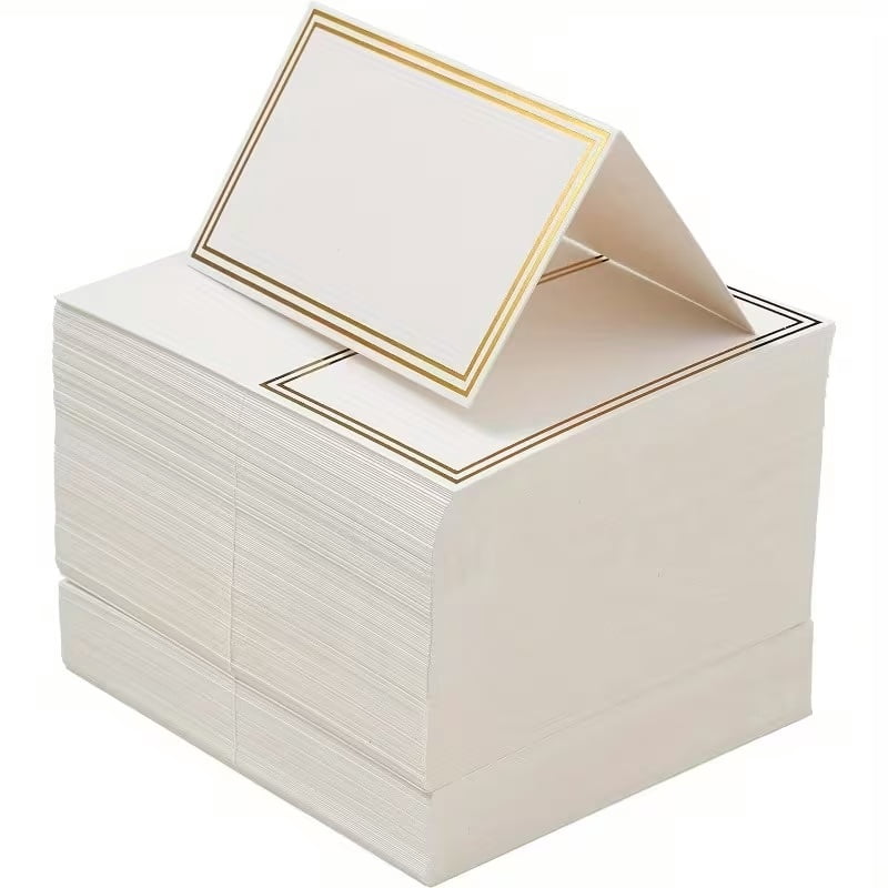 Elegant Gold Foil Wedding Place Cards - 100 Blank Tent-Style Name Cards ...