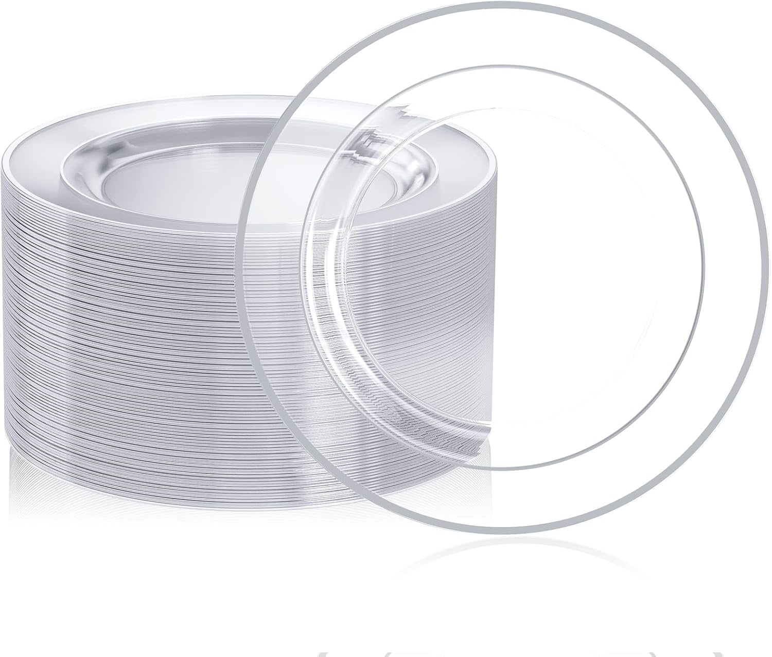 100 white plastic plates, 10 inches, disposable heavy-duty plates ...