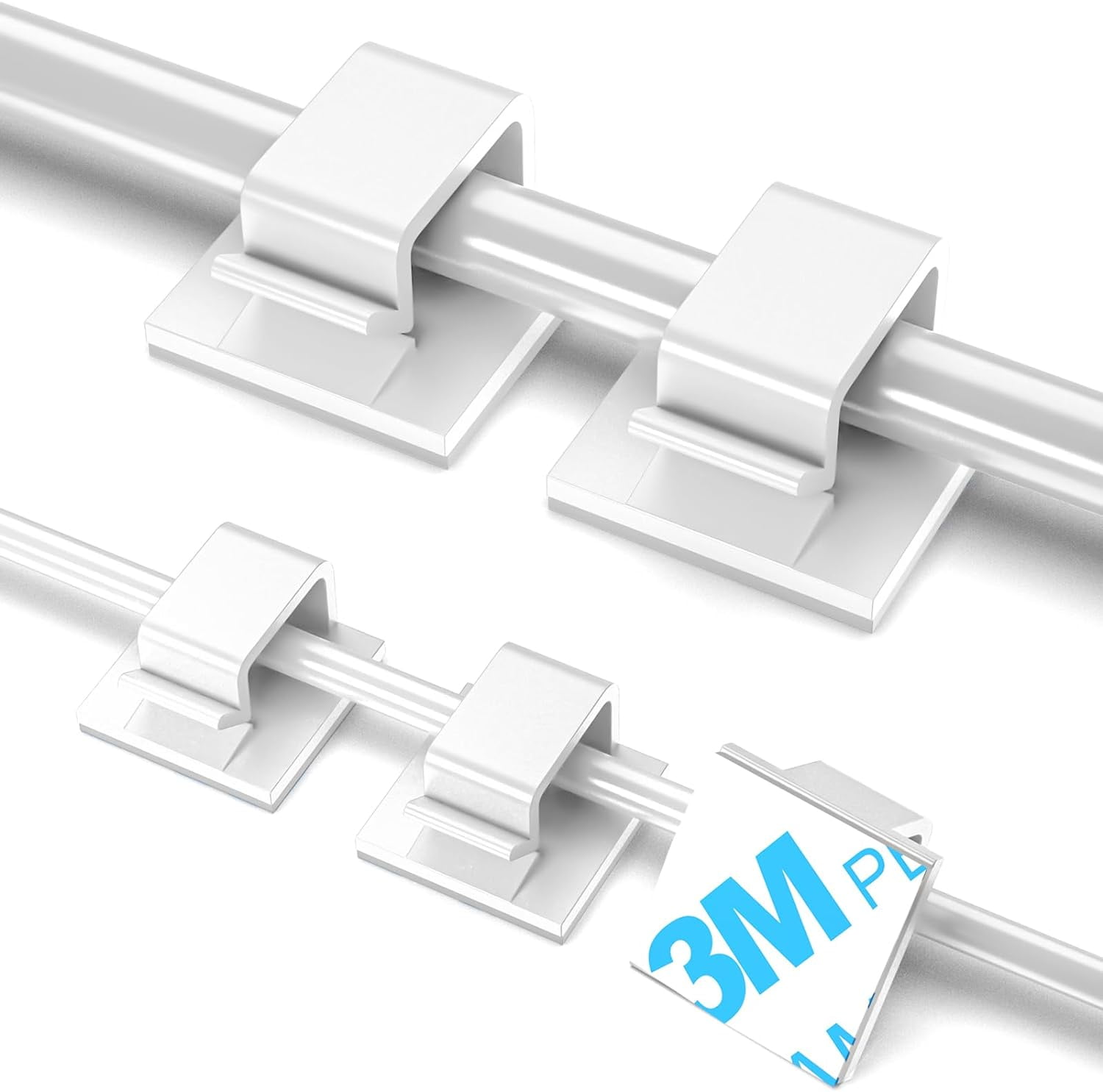 100 white (small and large) adhesive cable clamps, upgraded wall ...