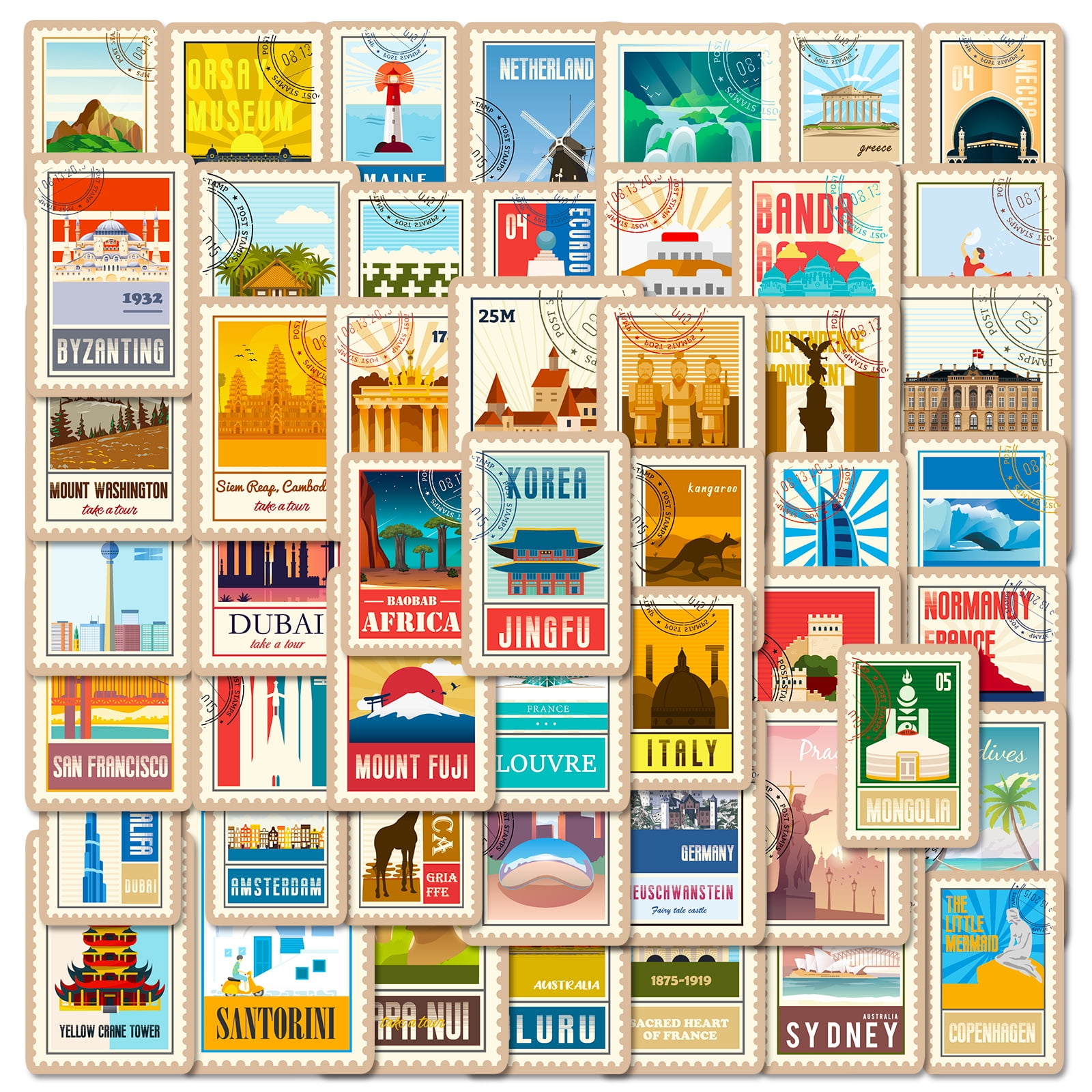 100 world landmarks world landmark stickers graffiti building landmark ...