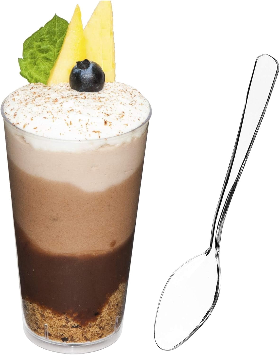 100 x 3 oz Mini Clear Plastic Dessert Cups with Spoons - Reusable ...