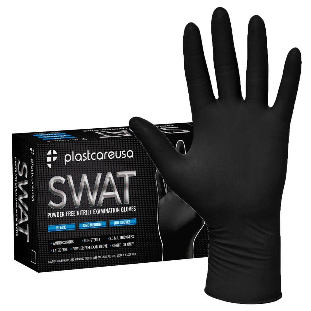 1000 (10 Boxes of 100) Plastcare USA Black Swat Nitrile Disposable ...