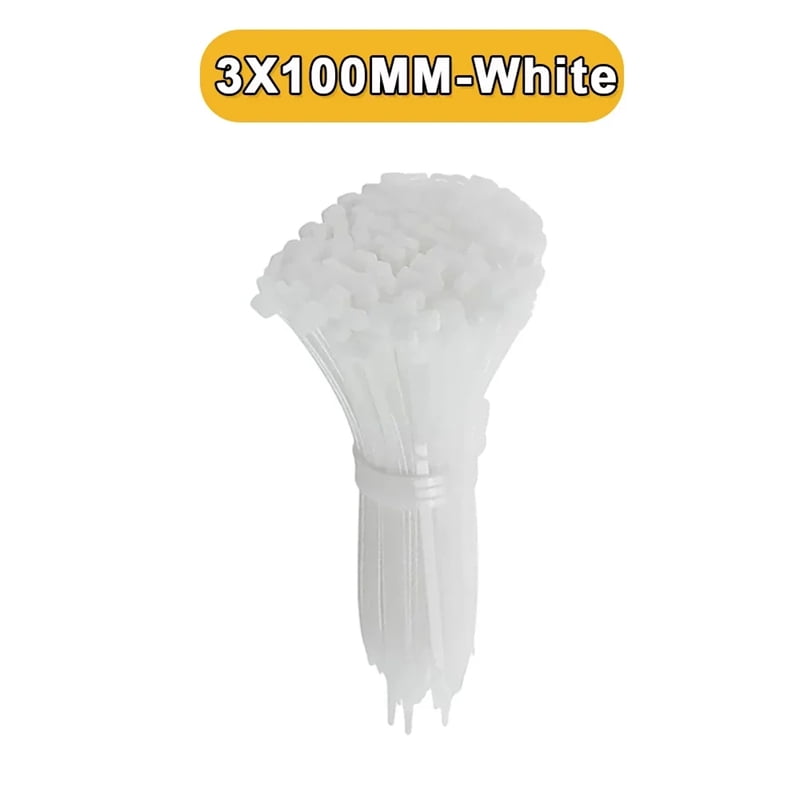 1000/100Pcs Nylon Cable Ties Adjustable Self-locking Cord Ties Straps Fastening Loop Reusable ...