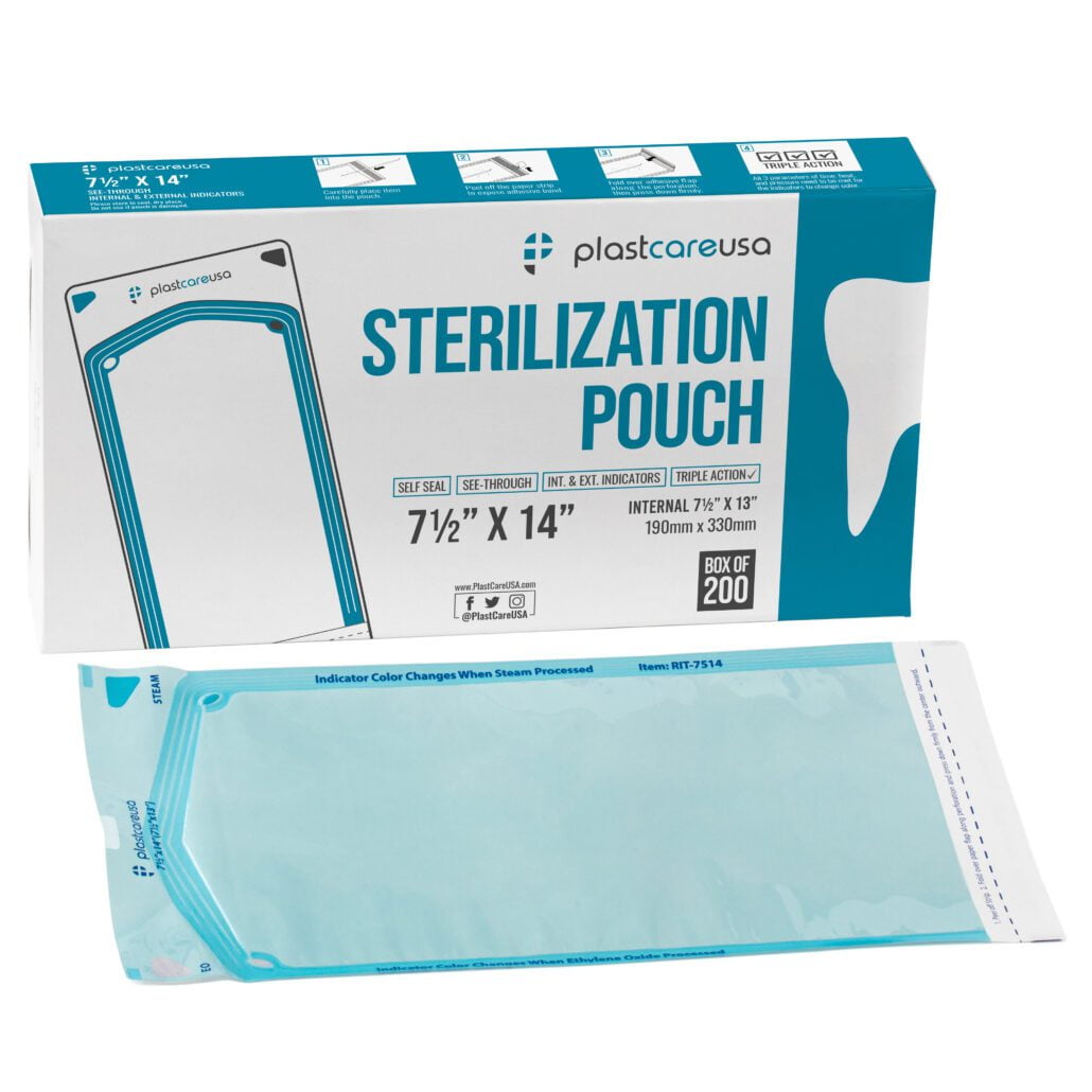 1000 (5 Boxes of 200) 7.5" X 14" Self Seal Sterilization Pouches for ...
