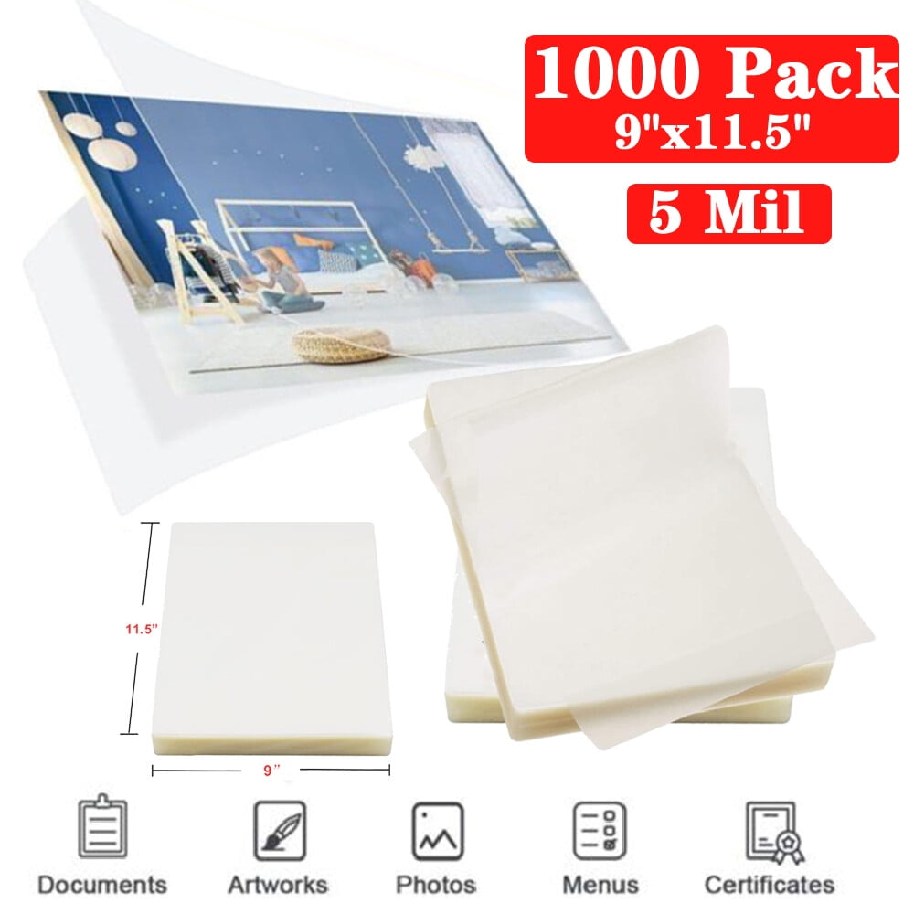 1000 5 Mil Clear Thermal Laminating Pouches Letter 9"x11.5" Laminator ...