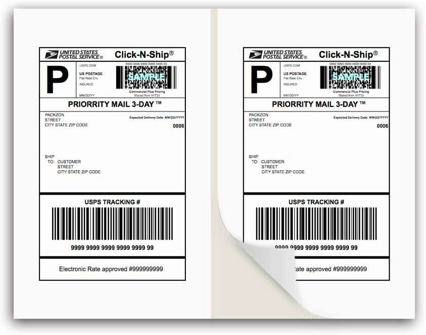 1000 8.5x5.5 Half Sheet Shipping Labels 2 per Sheet for Laser & Inkjet ...