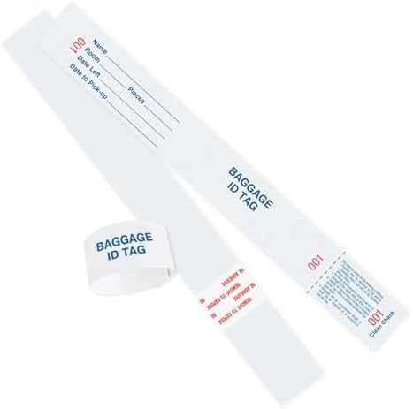 1000 Baggage Claim Check Tags with Transfer Tape on Back, Printed in ...