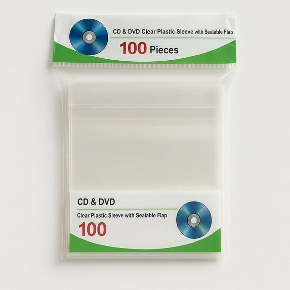 1000 CD DVD CPP Premium Clear Plastic Sleeve with Sealable Flap 100 micron - Walmart.com