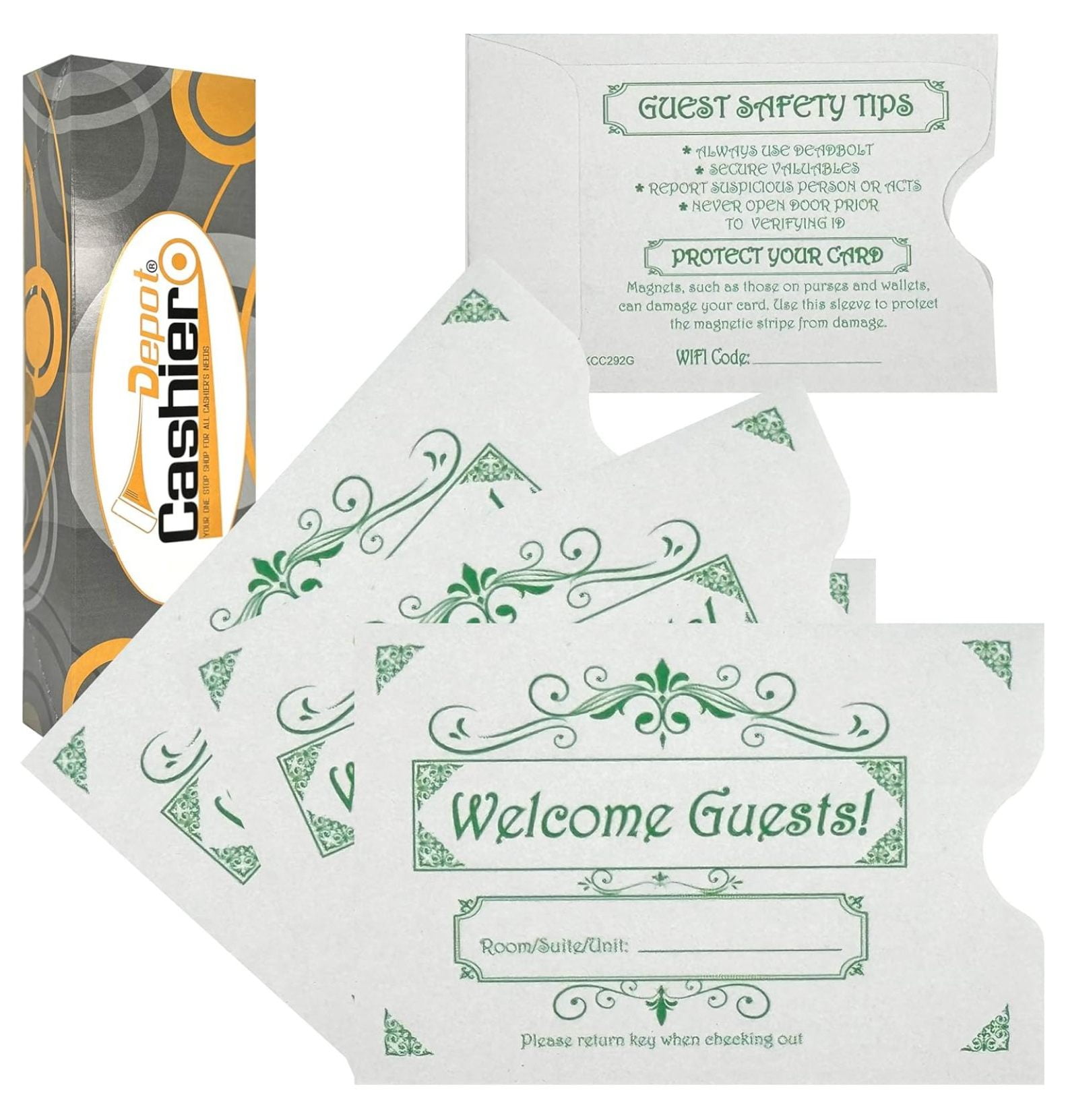 1000 Cashier Depot Key Card Envelope/Sleeve " Welcome Guests" 2 3/8" x ...