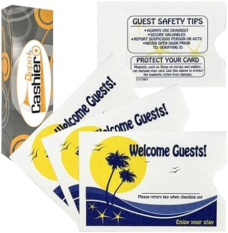 1000 Cashier Depot Key Card Envelope/Sleeve " Welcome Guests" 2 3/8" x ...