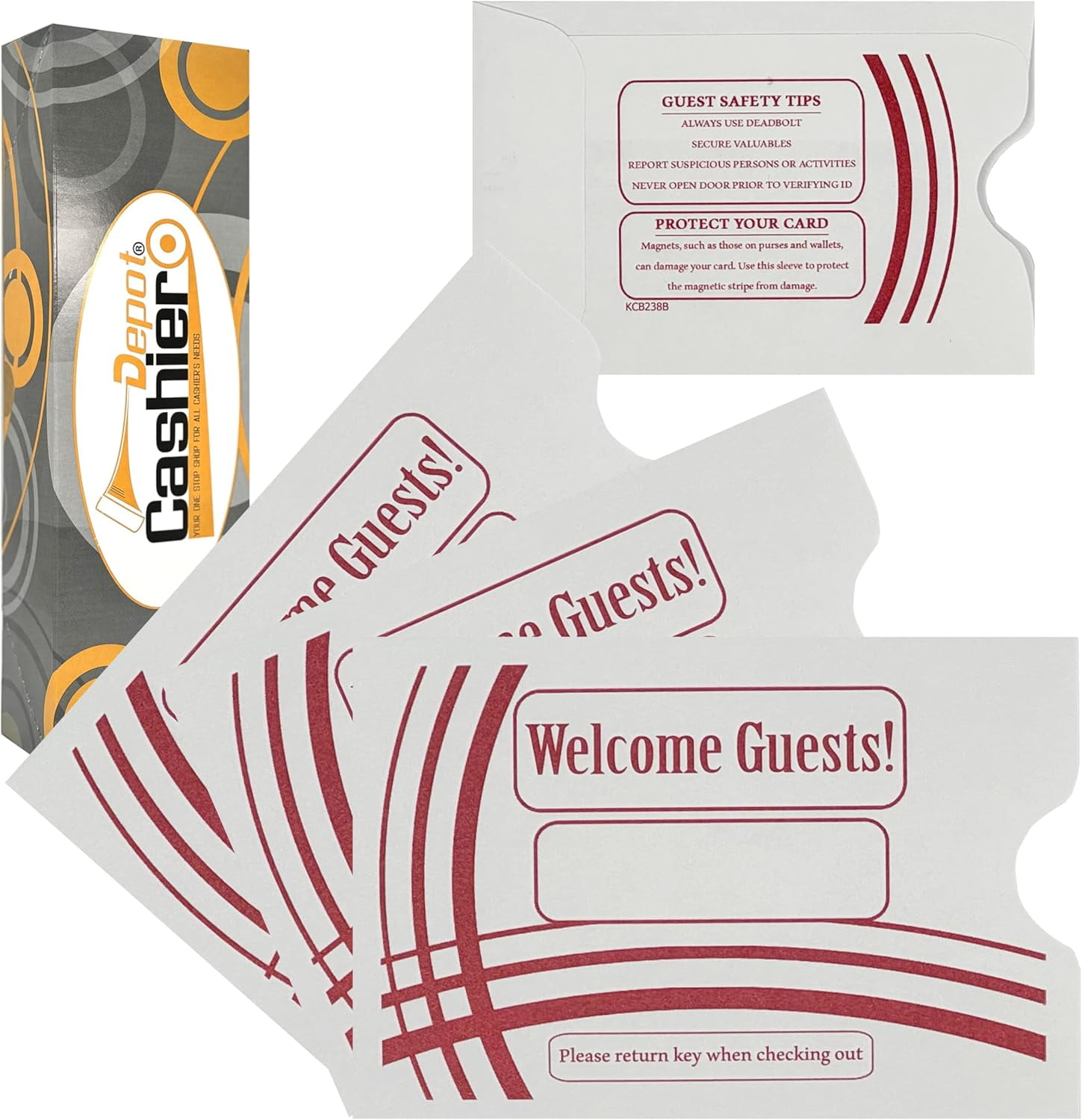 1000 Cashier Depot Key Card Sleeves/Envelopes " Welcome Guests" 2 3/8 ...