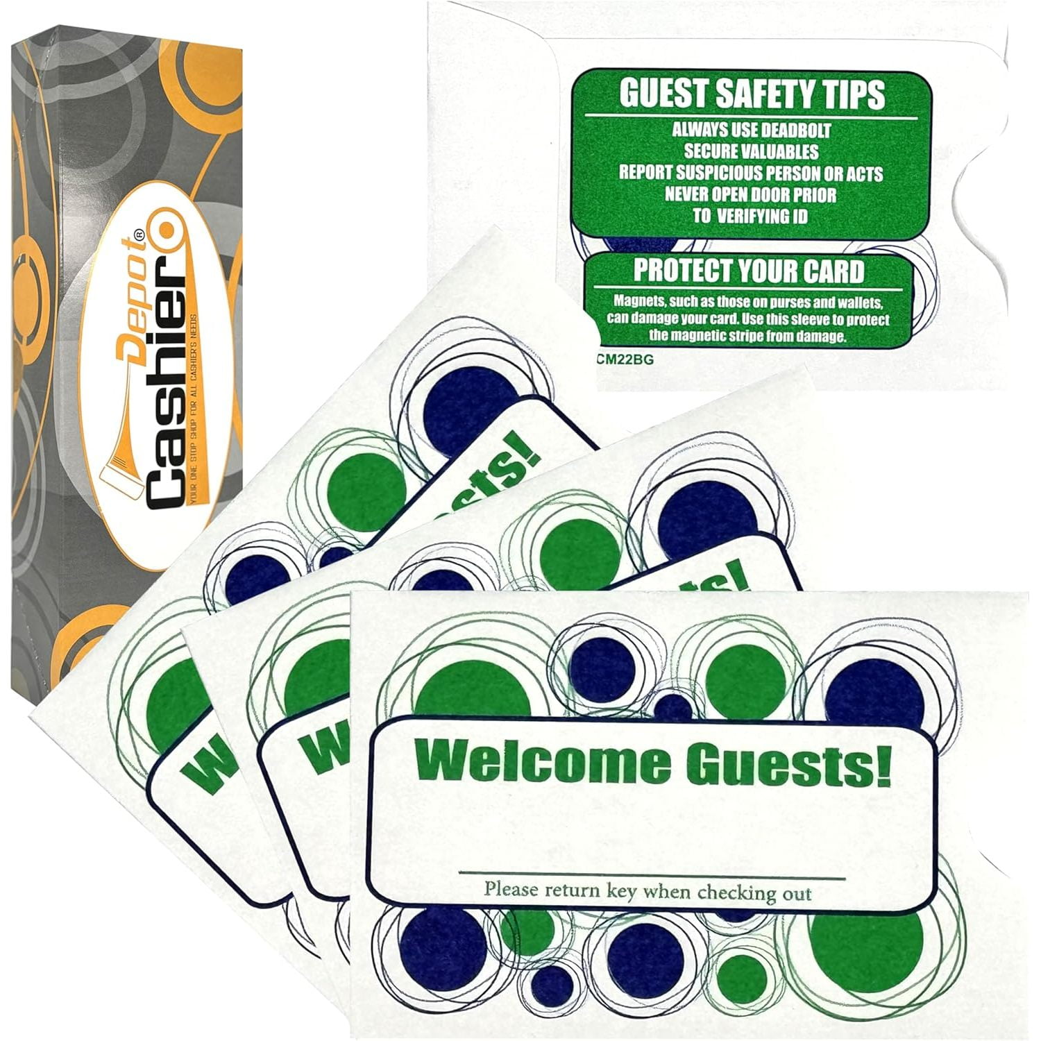 1000 Cashier Depot Keycard Envelope/Sleeve " Welcome Guests" 2 3/8" x 3 ...