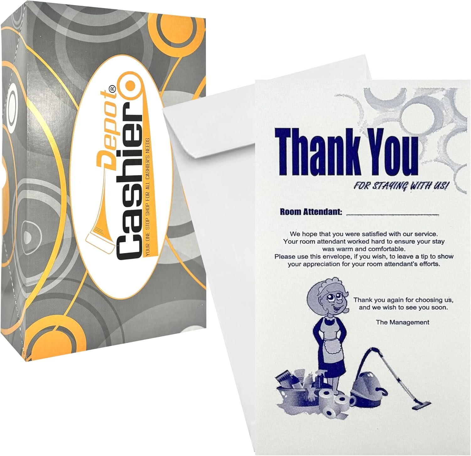 1000 Cashier Housekeeping Tip Thank you Envelope, White, 3 1/2" X 6 1/2 ...