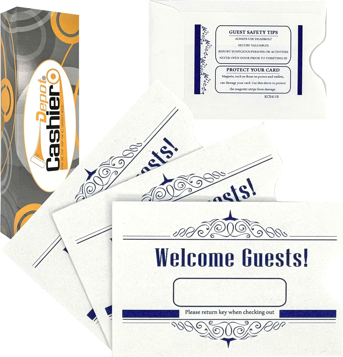1000 Cashier Key Card Envelope/Sleeve " Welcome Guests" 2-3/8" x 3-1/2 ...