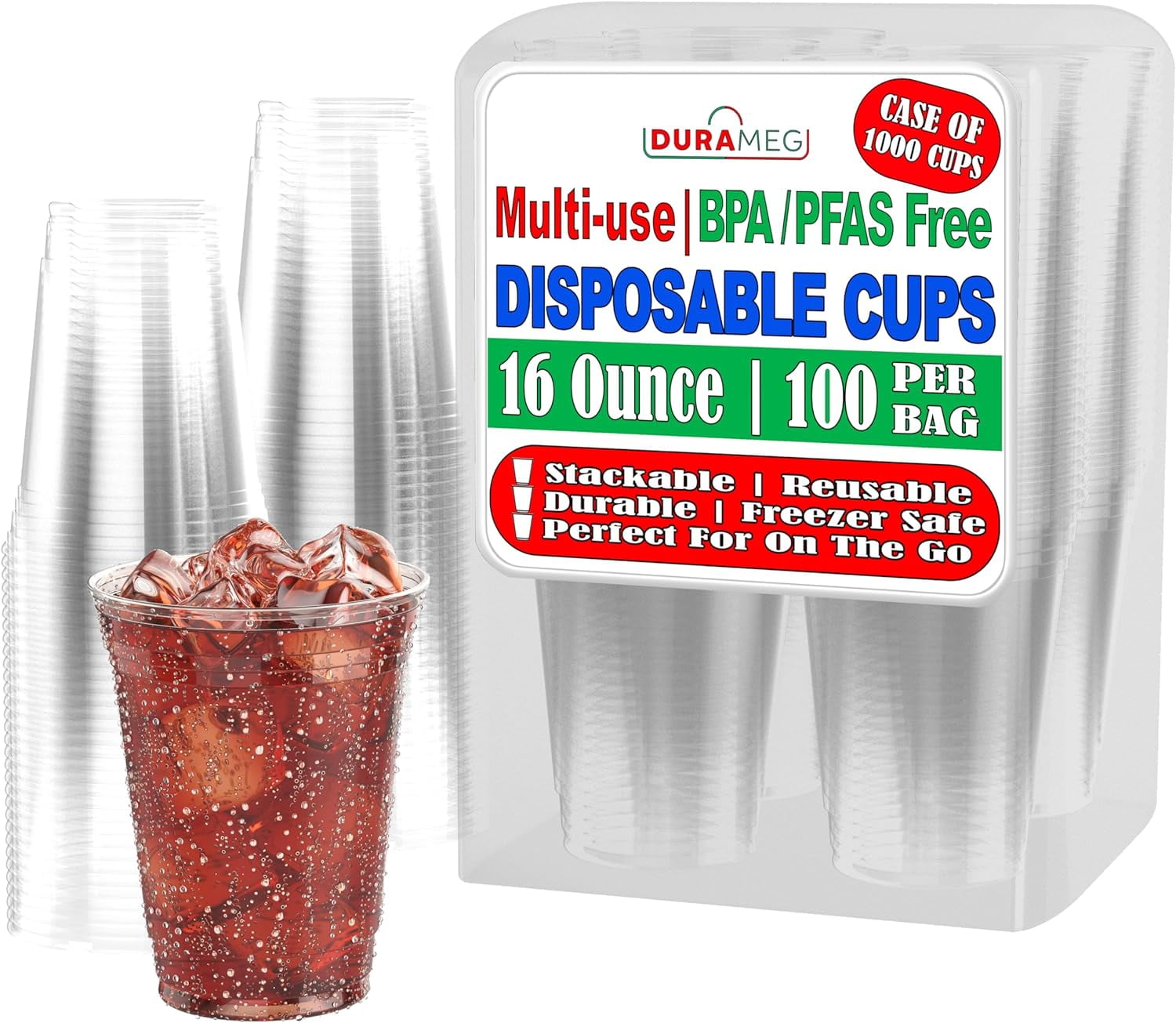 [1000 Count] 16 oz. Plastic Cups - PET Plastic Cups 16 oz - 16oz ...