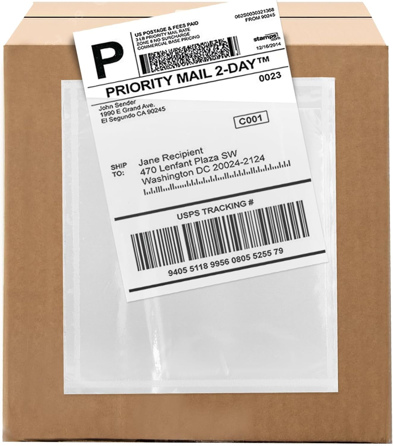 1000 Count 4.5" x 5.5" Shipping Label Envelopes, Clear Packing List ...