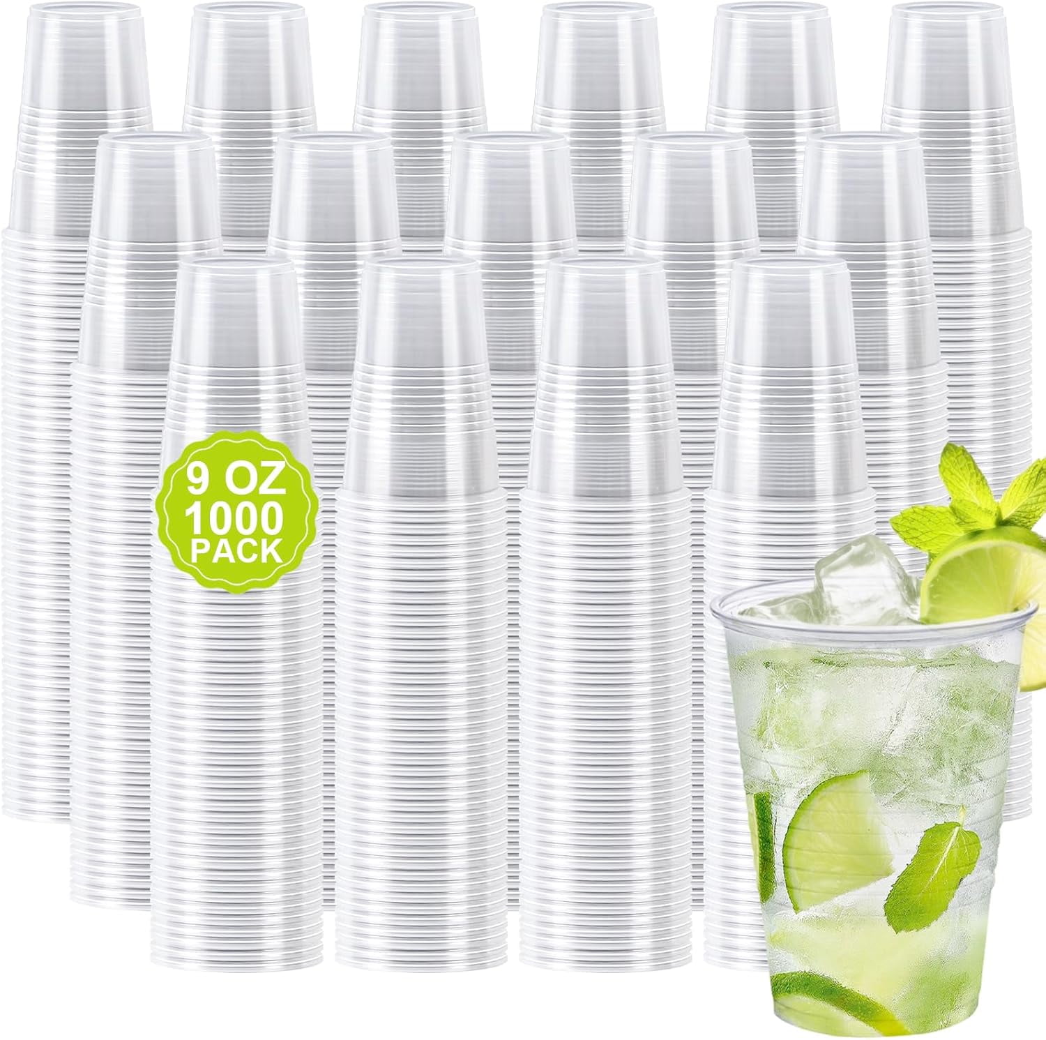1000 Count 9 oz Clear BPA-Free Disposable Plastic Cups for Parties ...