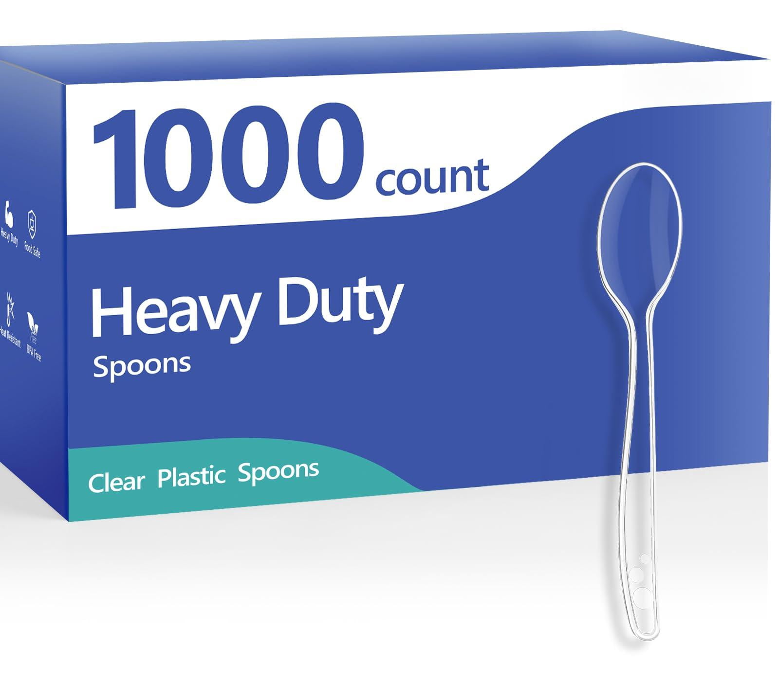 1000 Count Clear Plastic Spoons Bulk - Silverware Heavy Duty Disposable ...
