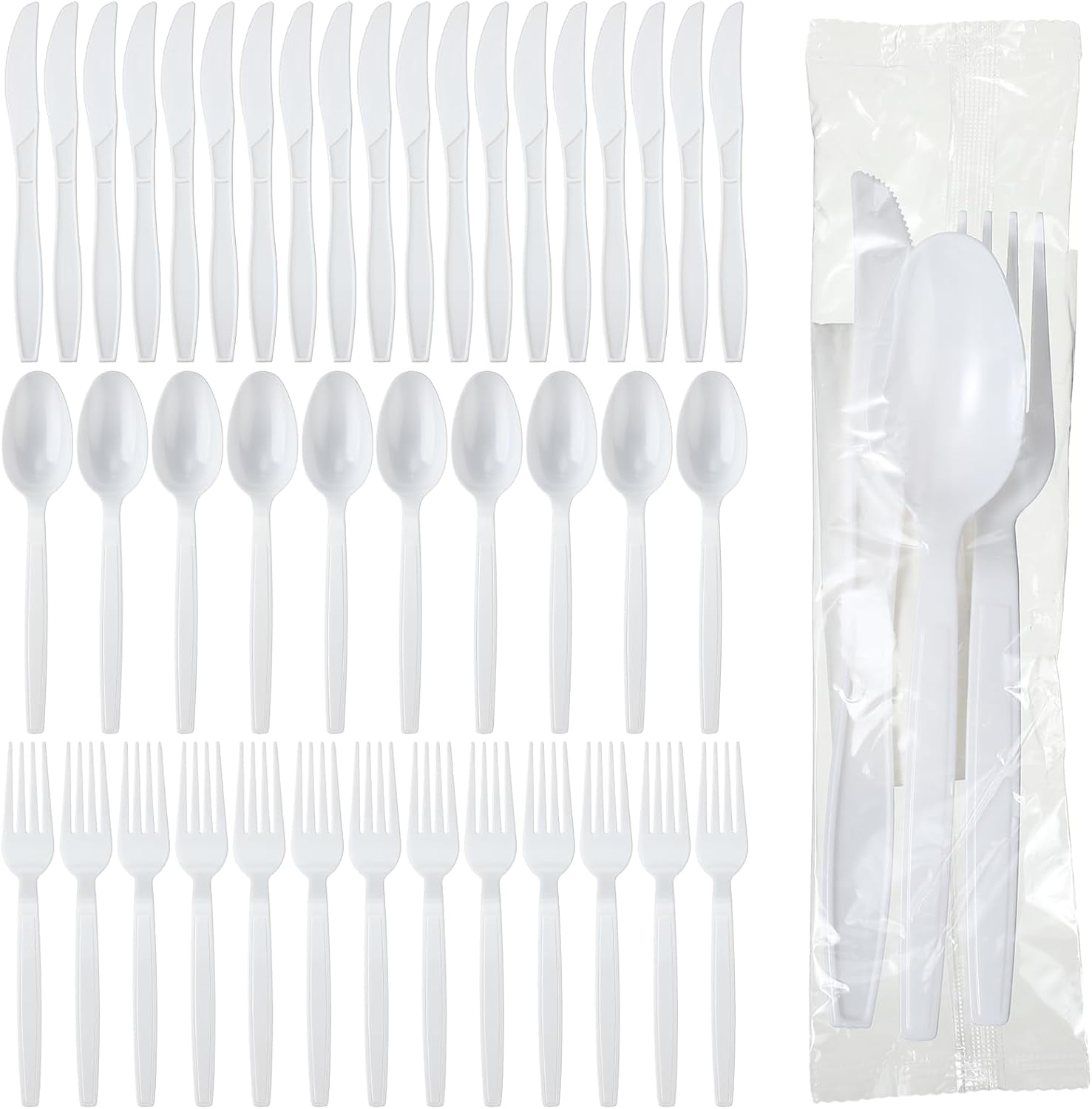 1000 Count Individually Wrapped Cutlery Sets 250 Set Plastic Disposable ...