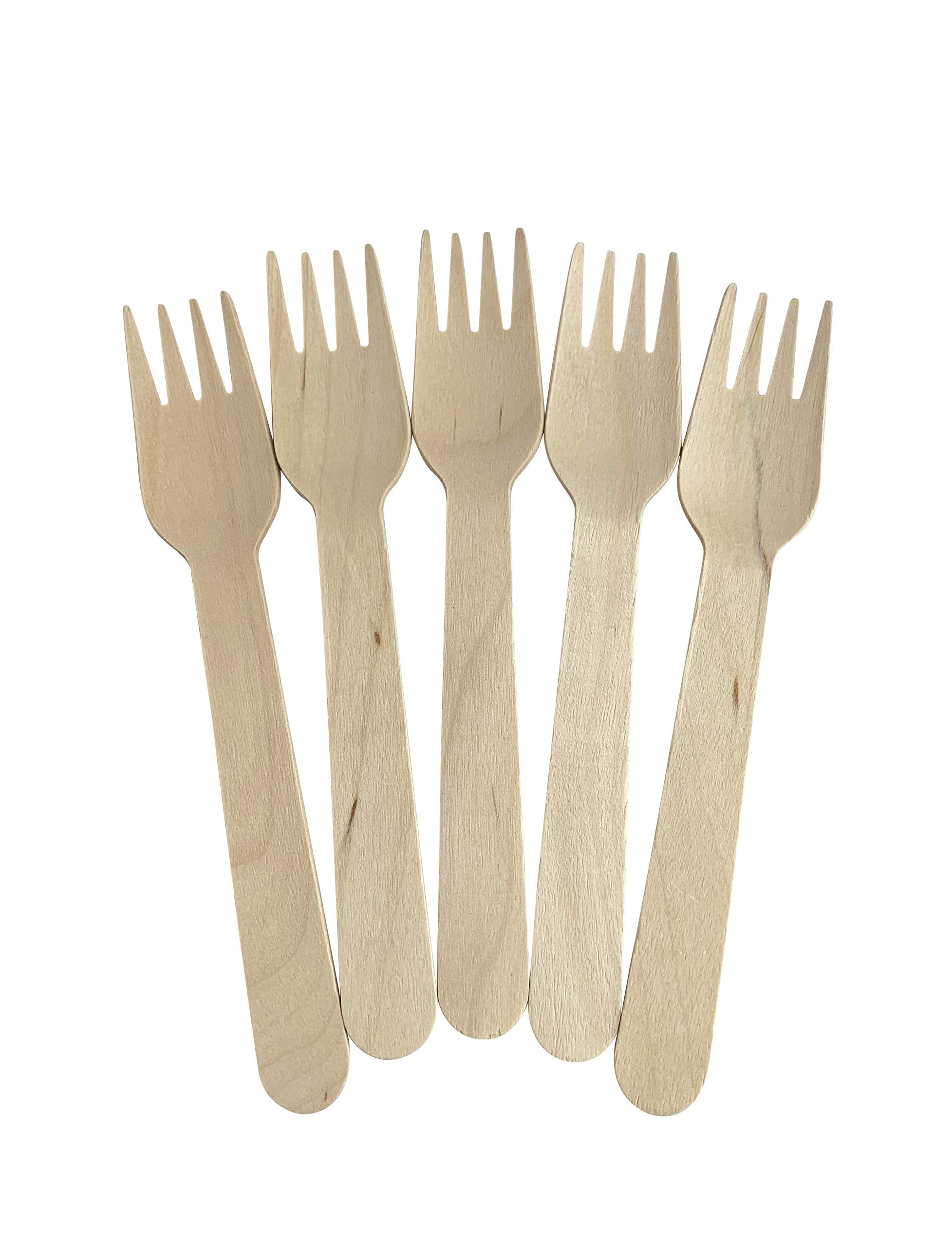 1000 Count | KingSeal Disposable Birch Wood Cutlery Forks ...