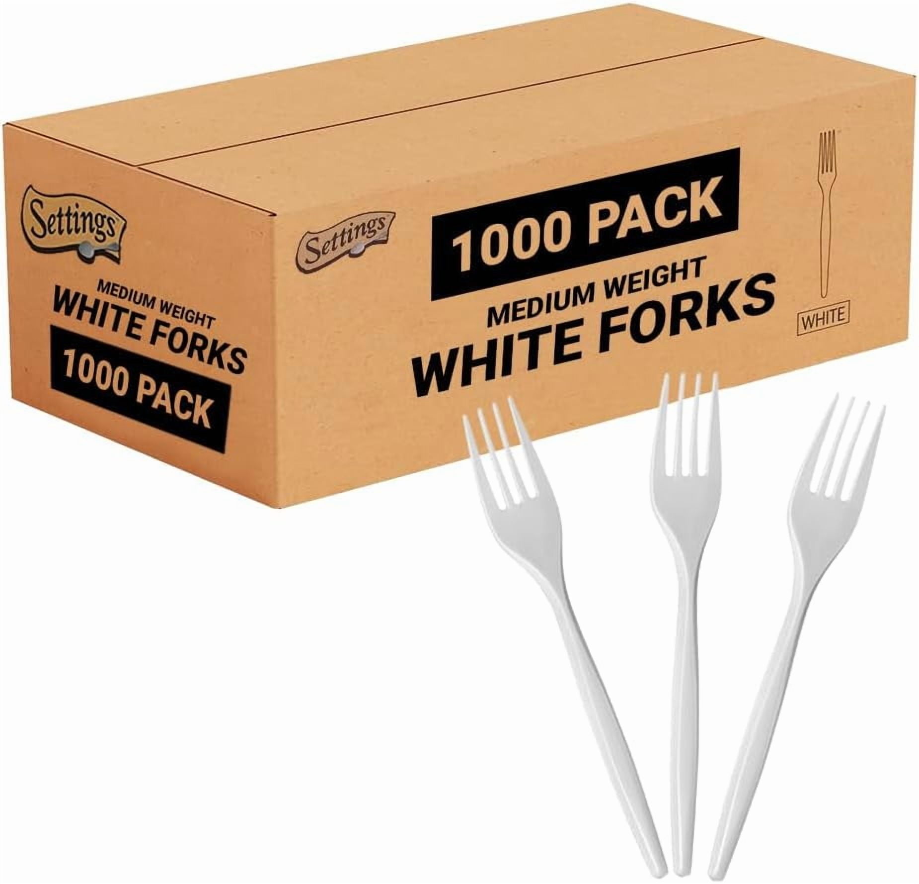 1000 Count Mum Weight White Plastic Forks Bulk Silverware For Parties ...