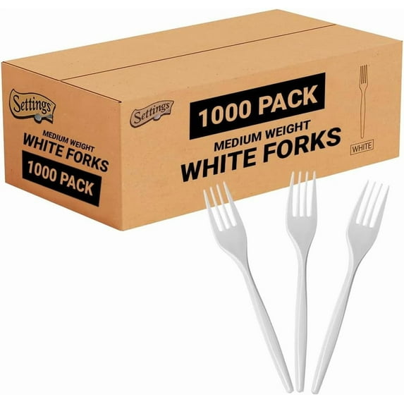 1000 Count Mum Weight White Plastic Forks Bulk Silverware For Parties ...