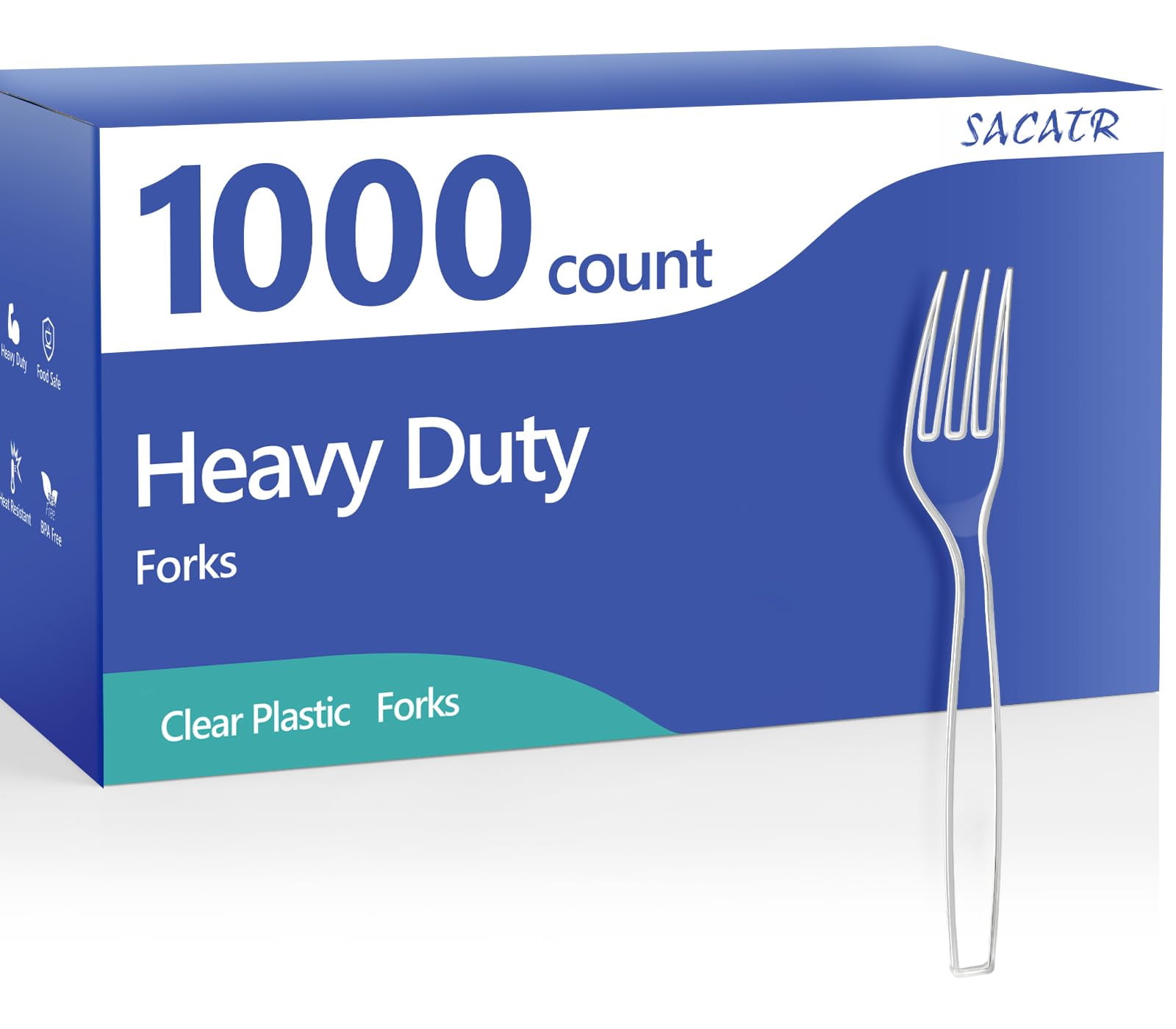 1000 Count Plastic Forks BDF32 Heavy Duty, Plastic Silverware Clear ...